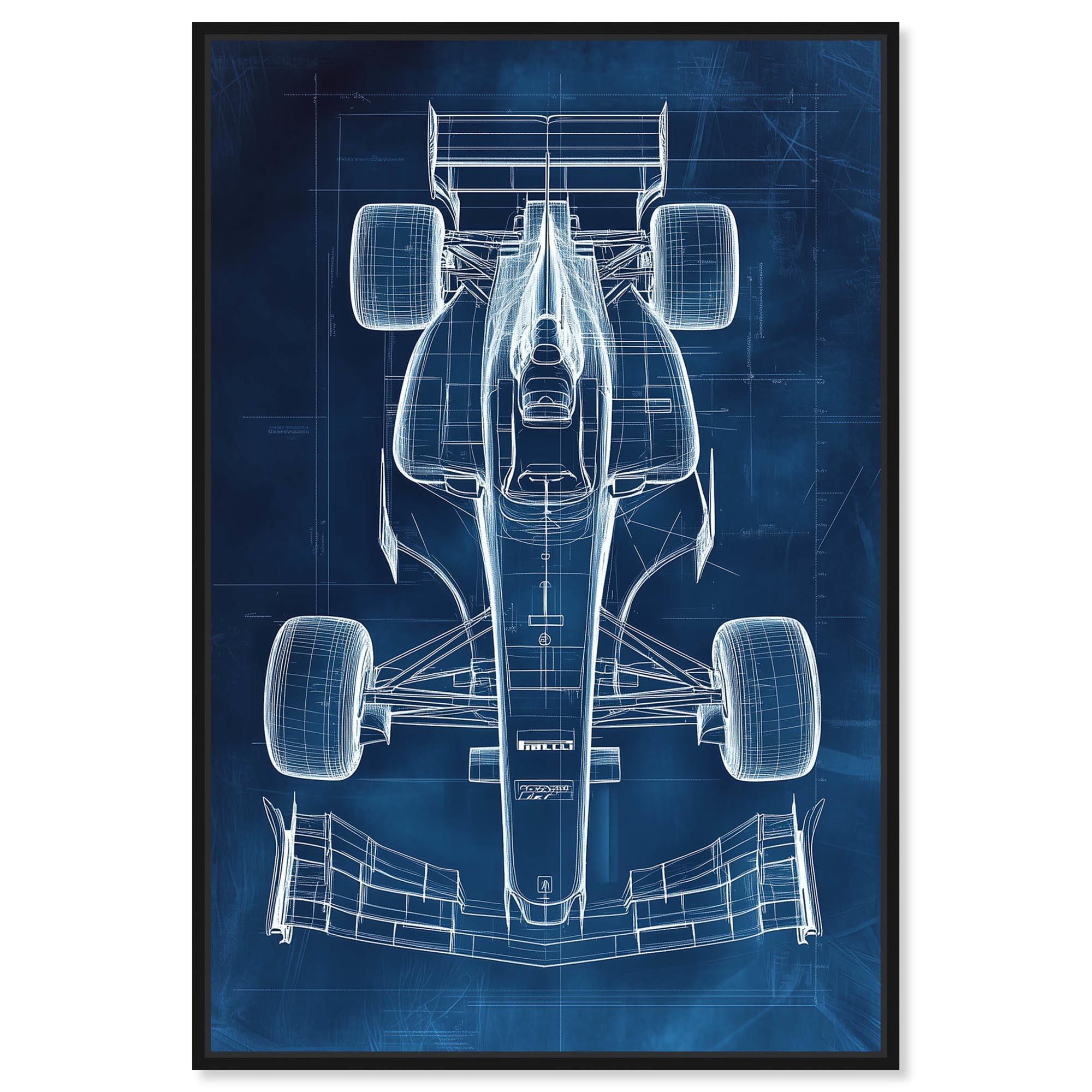 Race Car Blueprint Canvas Urban Posters by Art Remedy, Black Frame, 36 ...