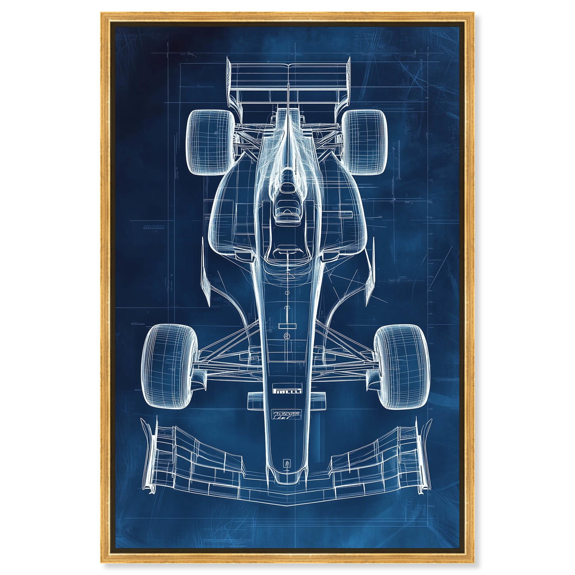 Race Car Blueprint Canvas Urban Posters by Art Remedy, Gold Frame, 24 x ...