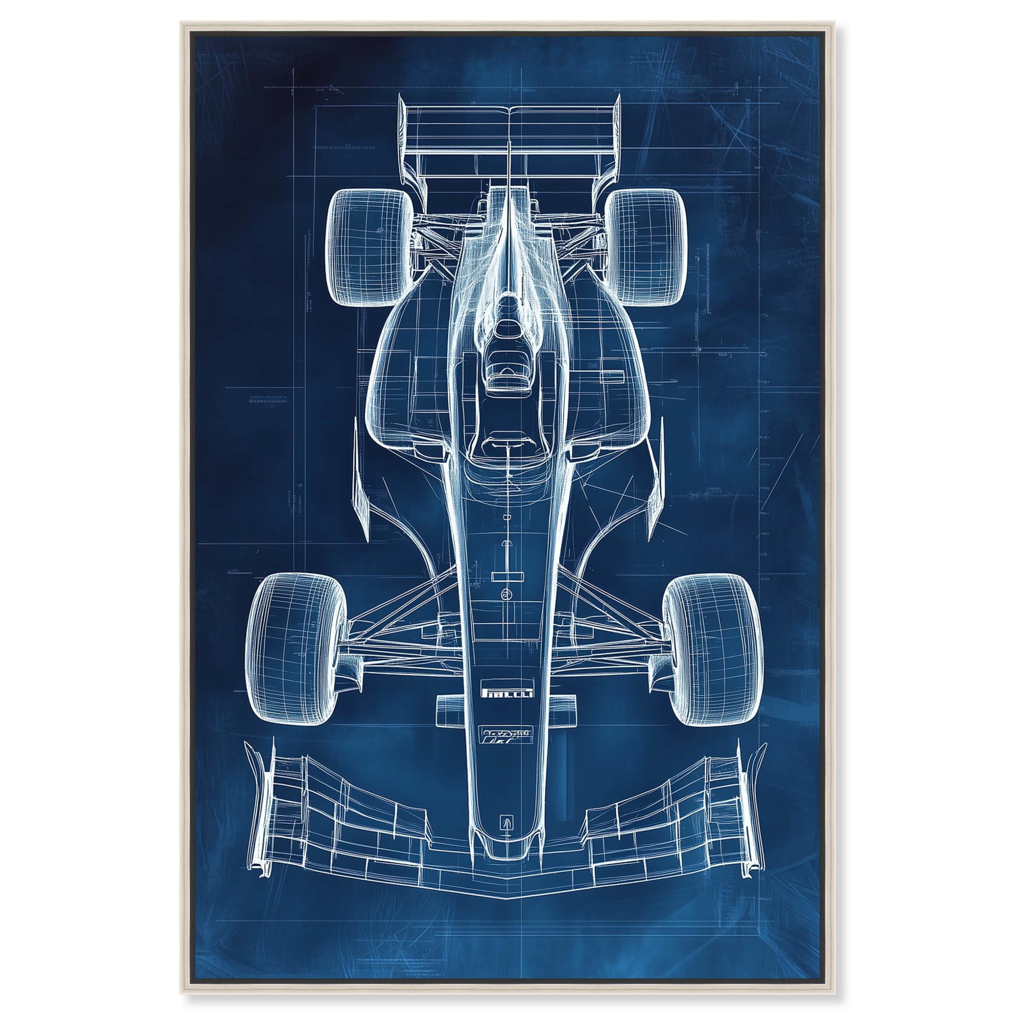 Race Car Blueprint Canvas Urban Posters by Art Remedy, Silver Frame, 20 ...