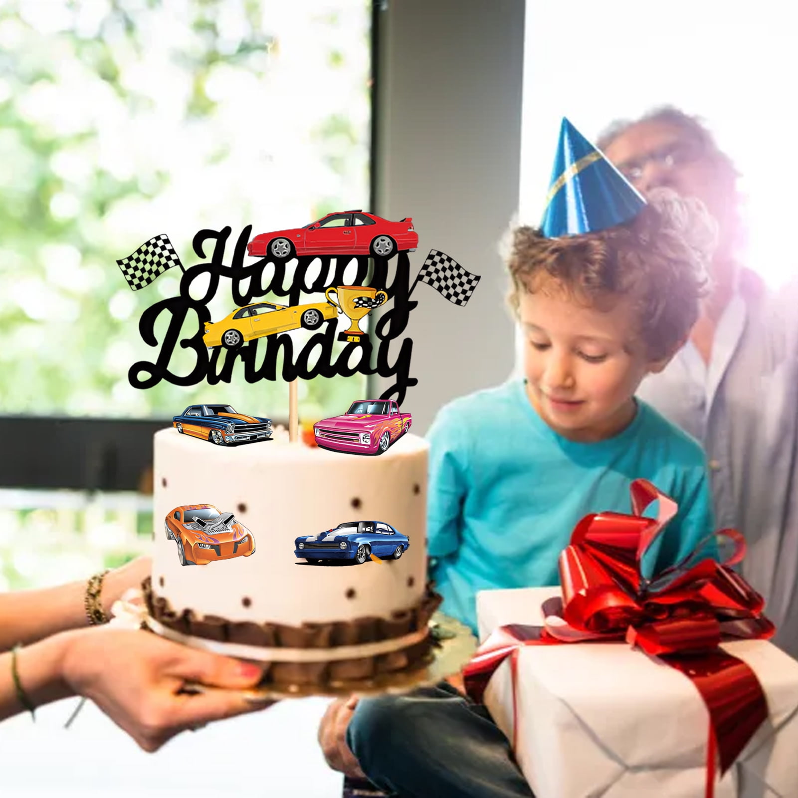 Dirt Bike Birthday Party Decorations Racing Car Cake Topper - Gold ...