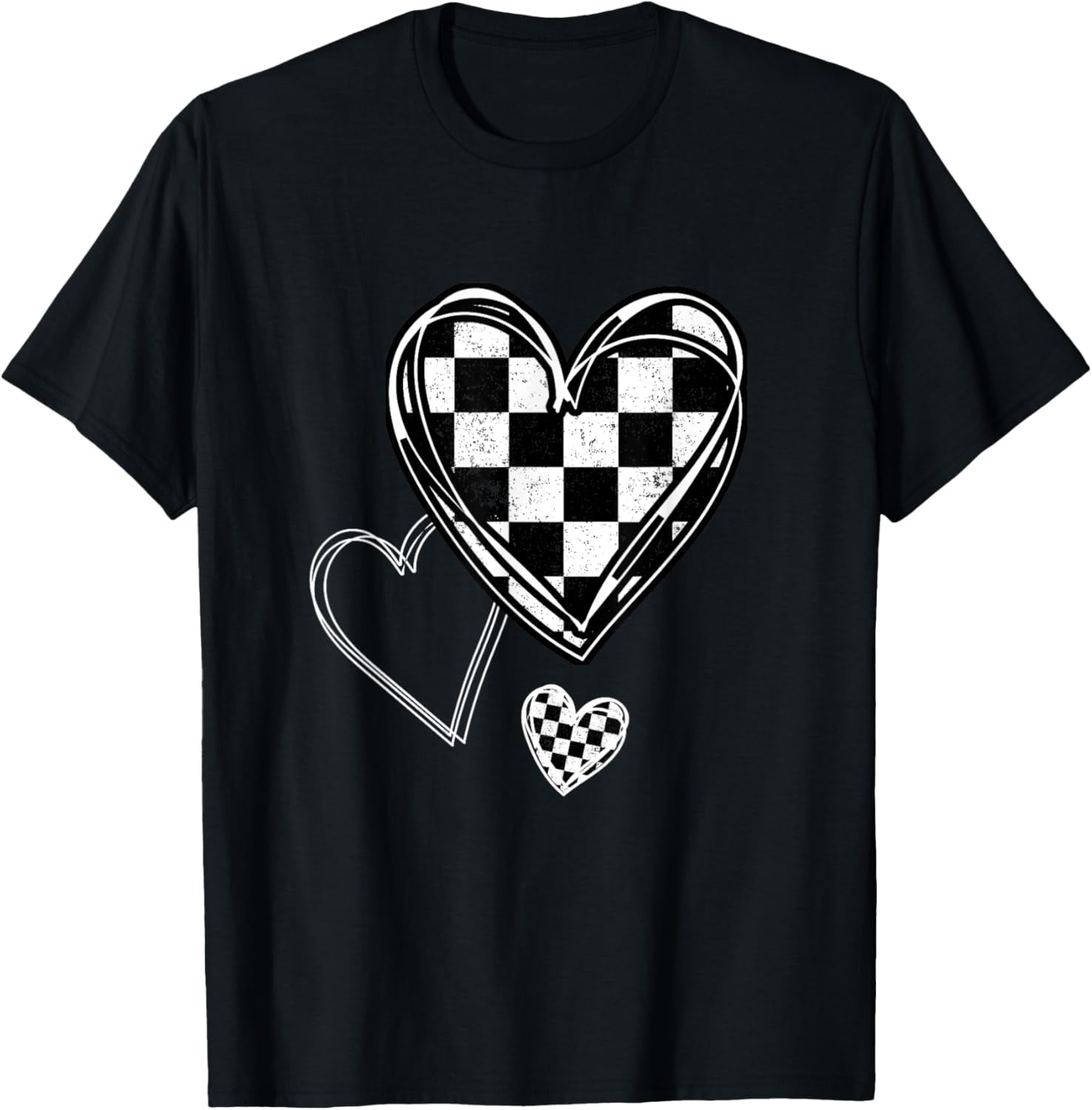 Race Car Checker Flag Racing Heart Auto Racer Funny Creative Graphic T ...