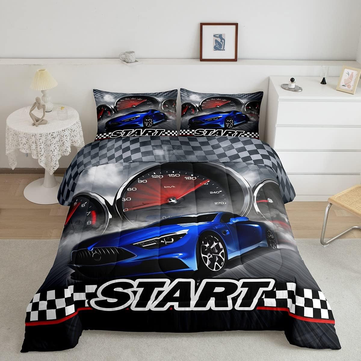 Race Car Comforter Sets for Boys Kids Cool Sports Car Bedding Queen ...