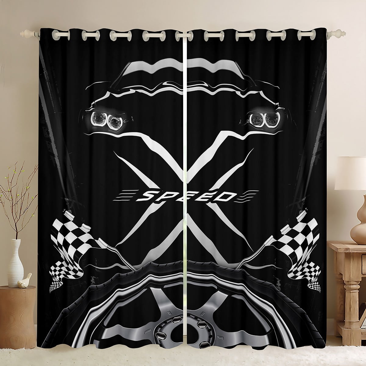 Race Car Curtains, Extreme Sports Curtains & Drapes Teens Bedroom Decor ...
