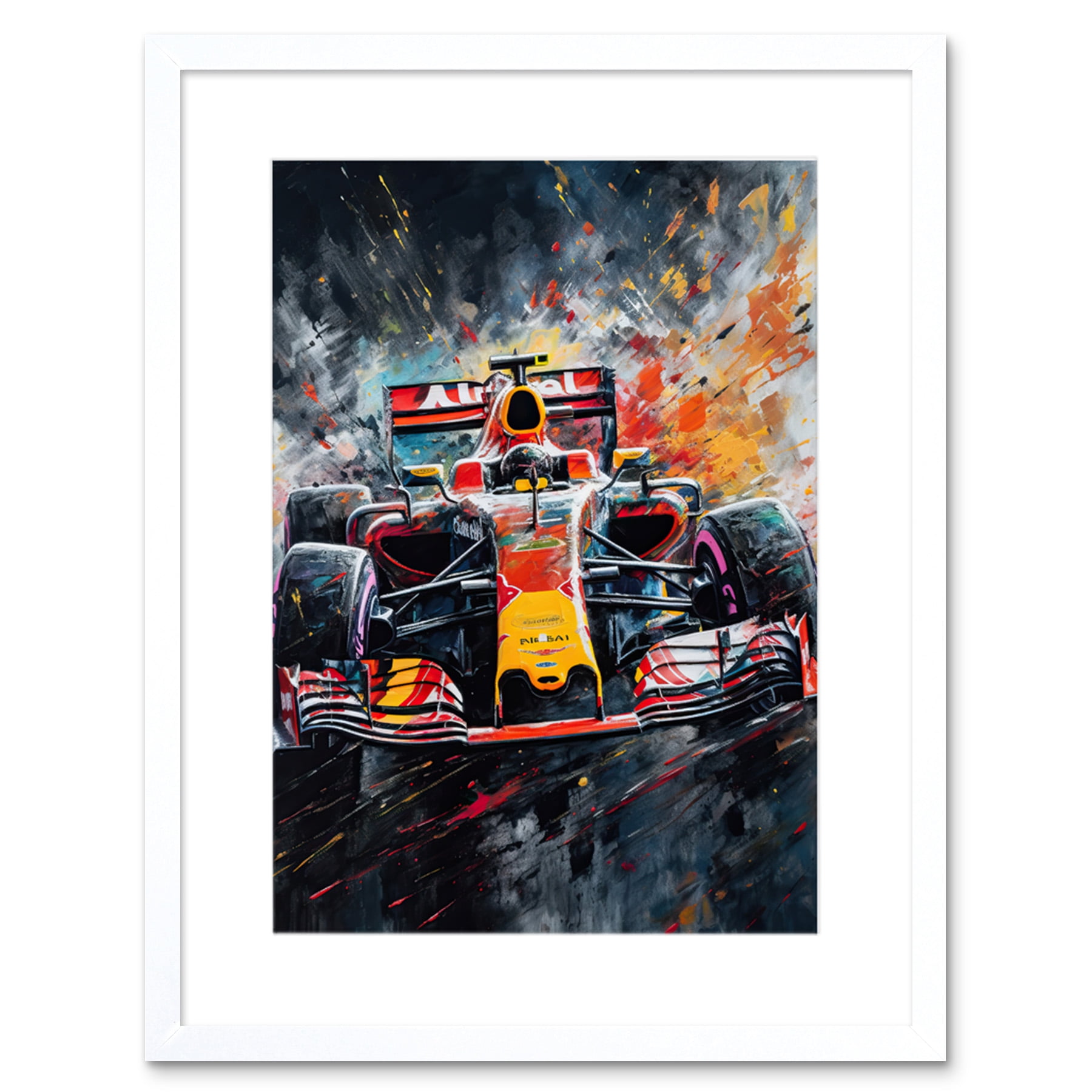 Race Car Driver Racing Action Shot Painting Artwork Framed Wall Art ...