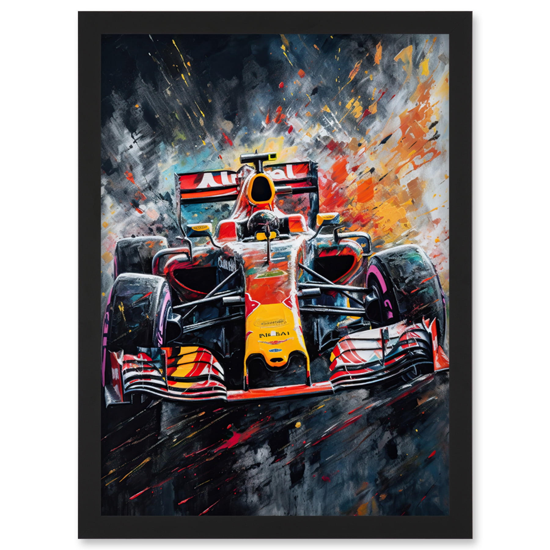 Race Car Driver Racing Action Shot Painting Artwork Framed Wall Art ...