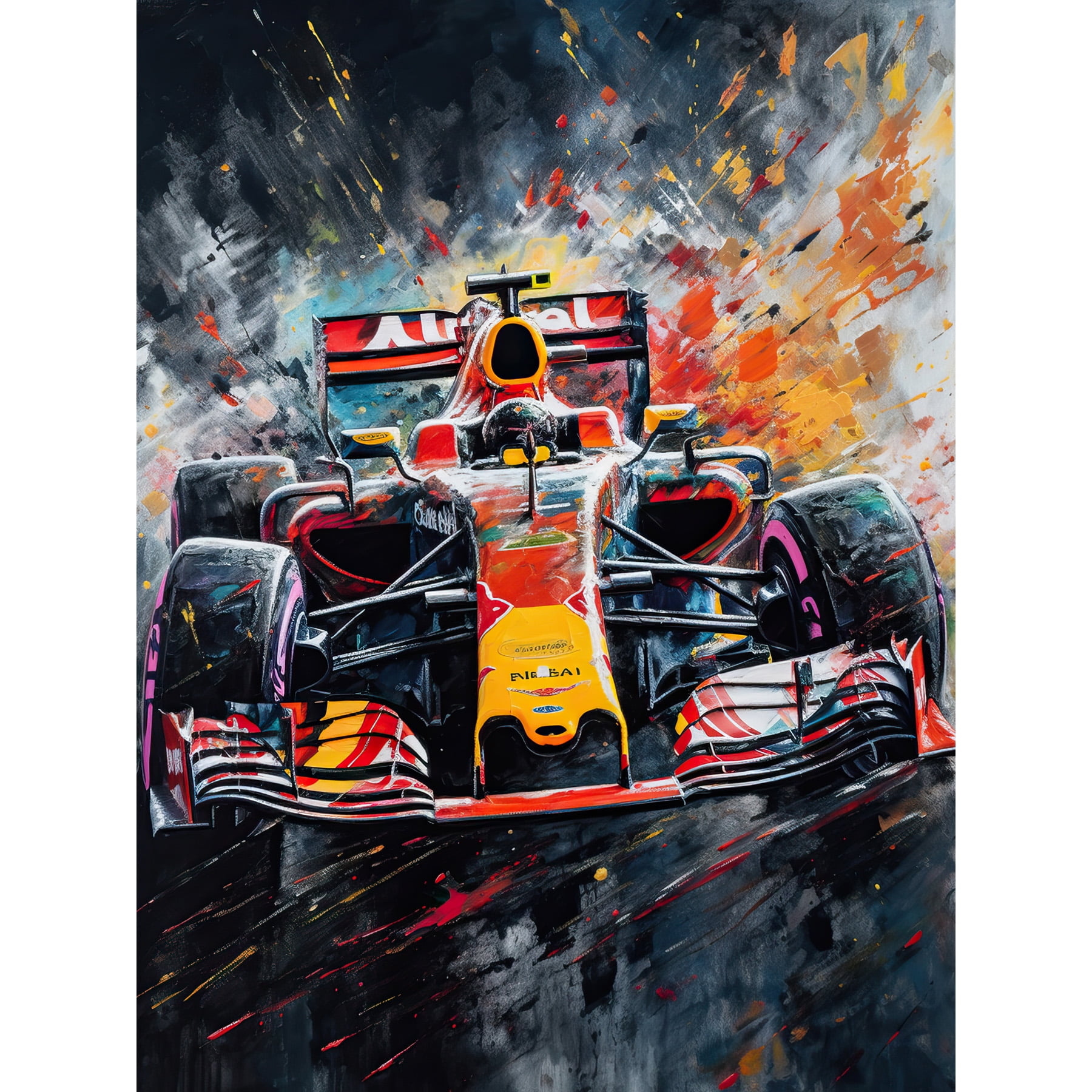 Race Car Driver Racing Action Shot Painting Extra Large XL Wall Art ...