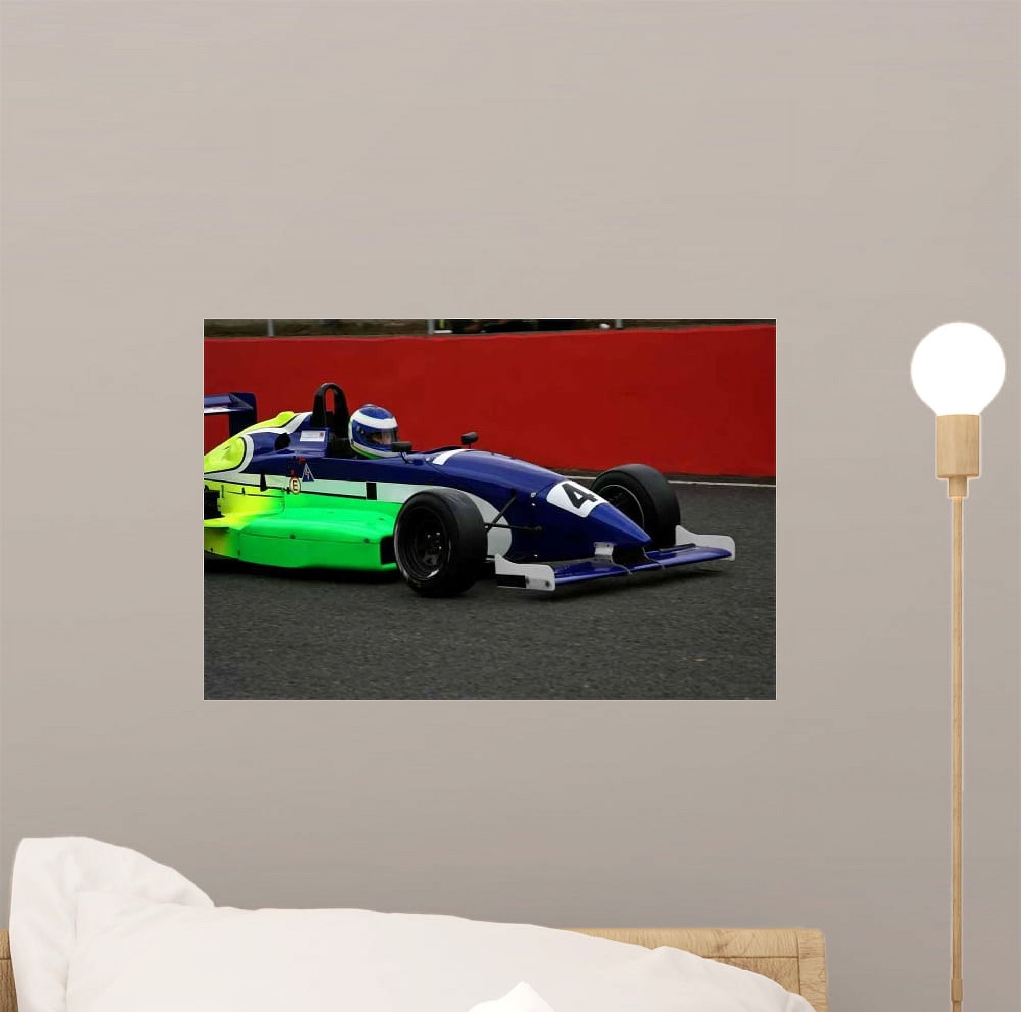 Race Car Driving through Wall Mural Decal Sticker, Wallmonkeys Peel ...