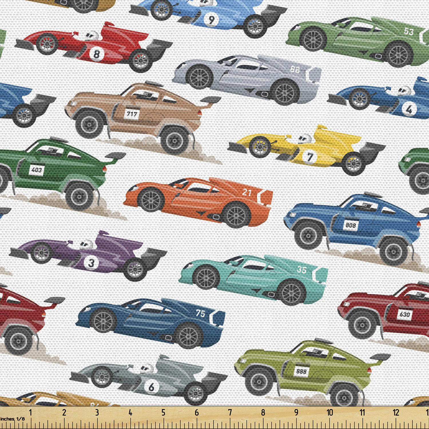 Ambesonne Race Car Fabric by the Yard Upholstery, Diagonal Vehicles ...