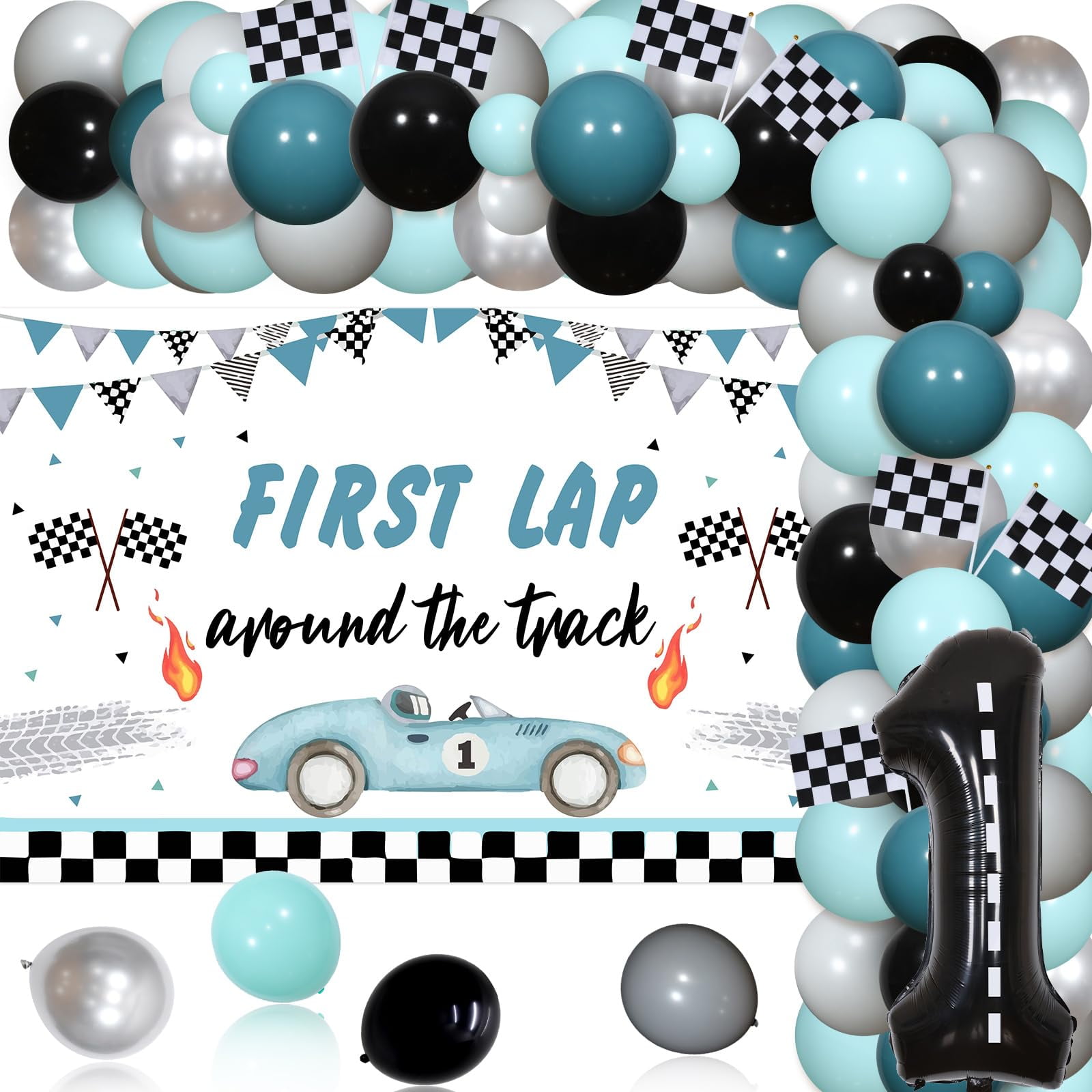 Race Car First Birthday Party Decorations, KKS1 Vintage Fast One ...