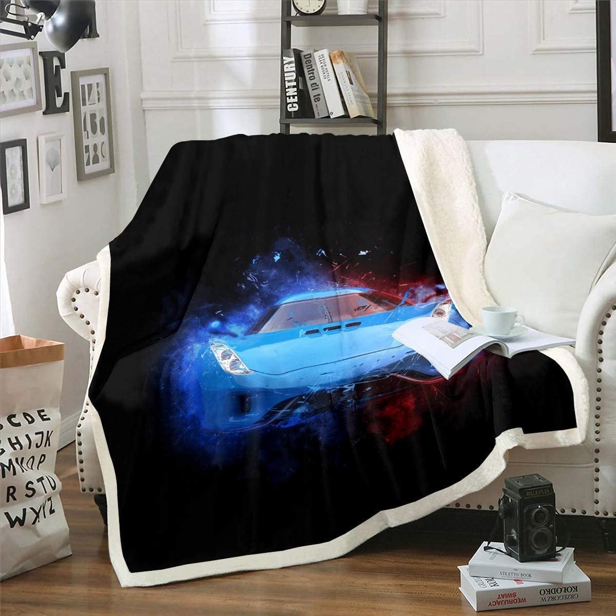 Race Car Fleece Throw Blanket for Bed Sofa Couch Boys Men Speed Sports ...