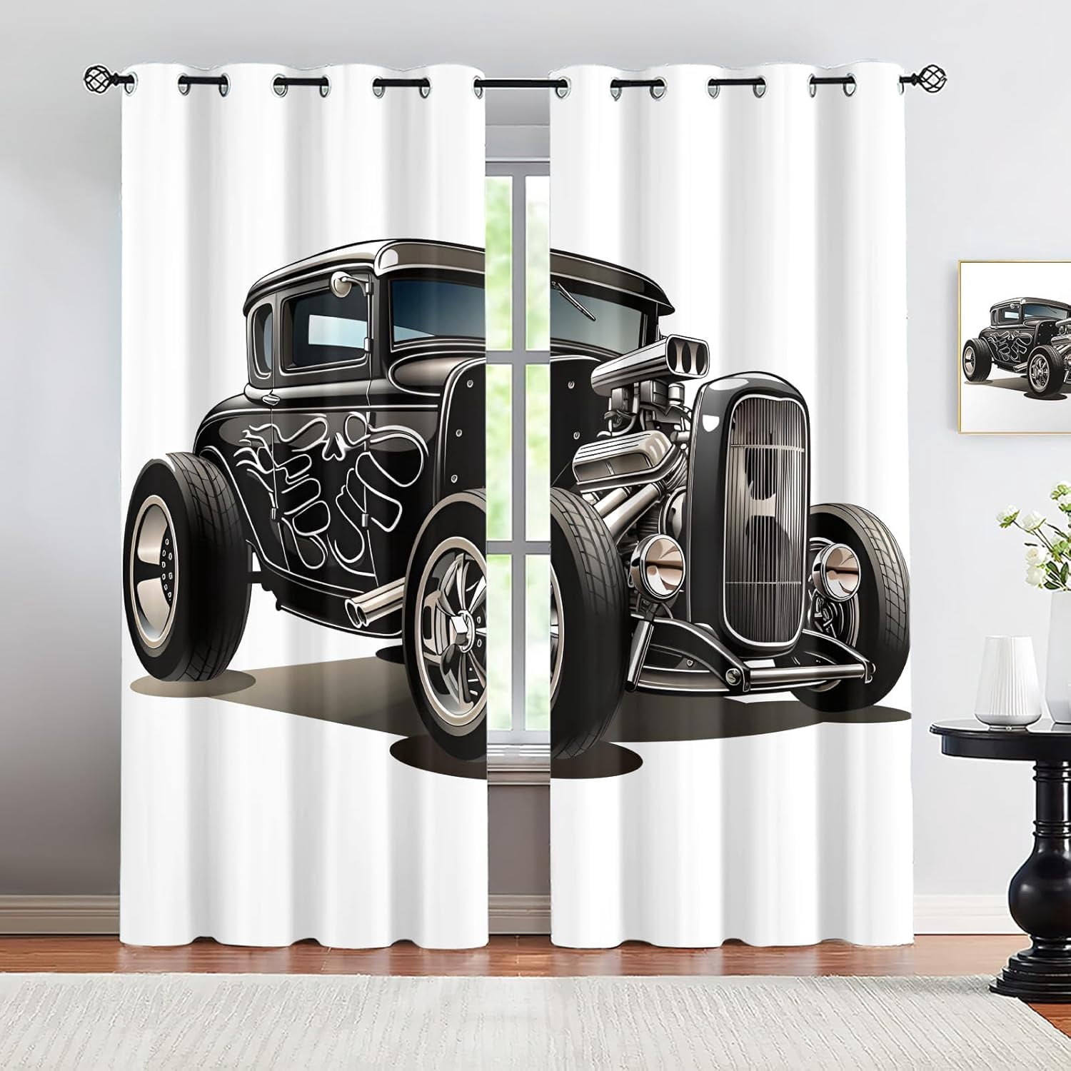 Race Car Kids Curtains, Cool Sports 3D Print Insulated Drapes, Black ...