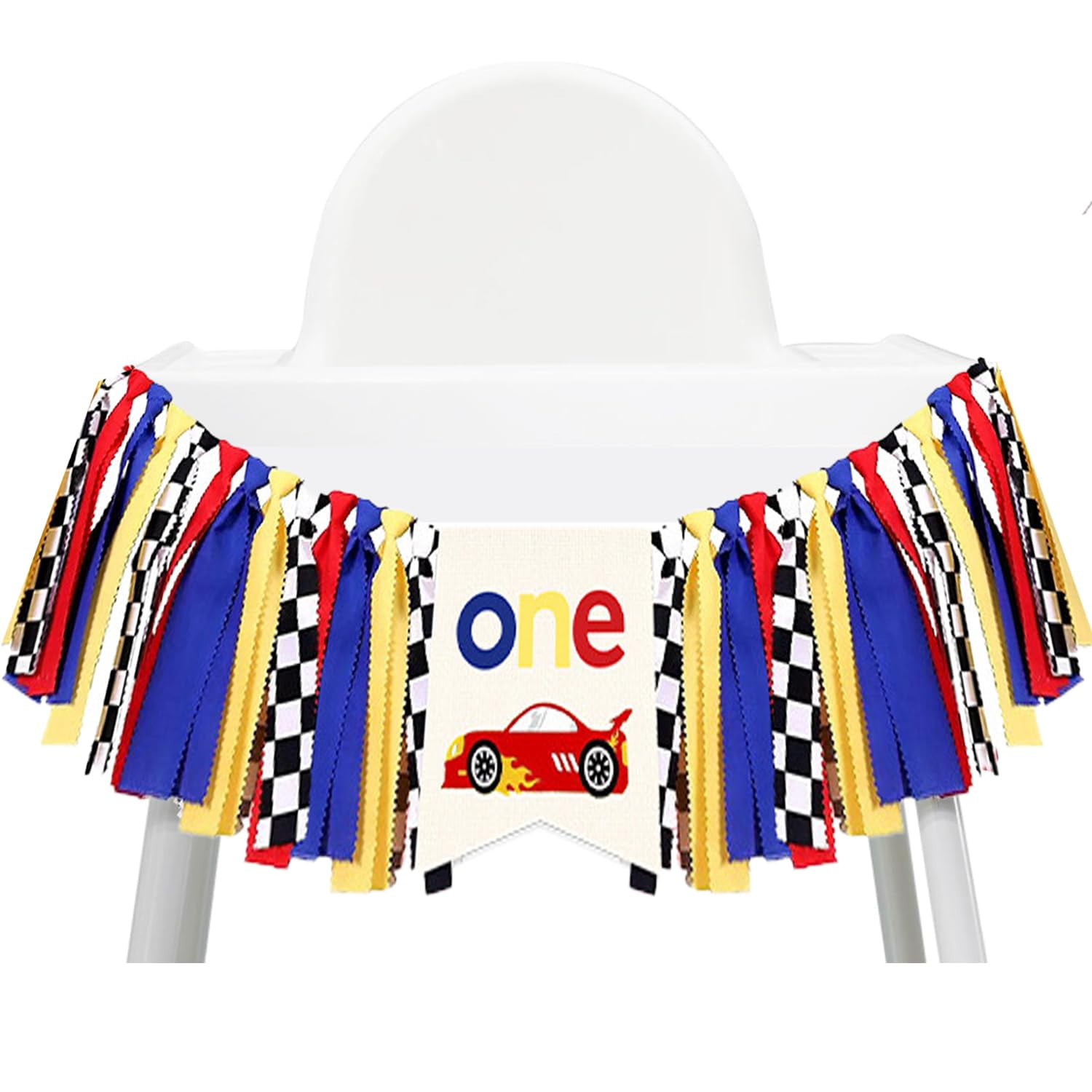 Race Car One High Chair Banner AIS1 - 1st Birthday Party Decorations, Vintage Race Car Theme ...