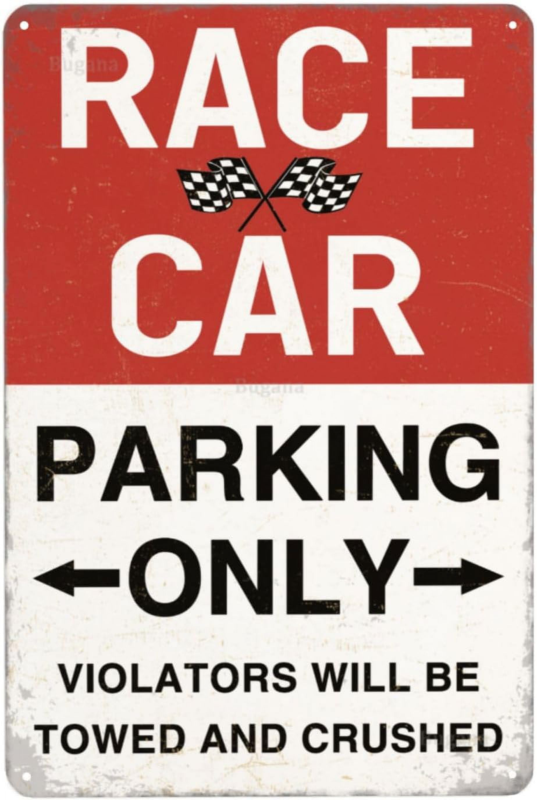 Race Car Parking Only Vintage Metal Sign, Retro Tin Signs Posters for Man Cave Bar Garage Car ...