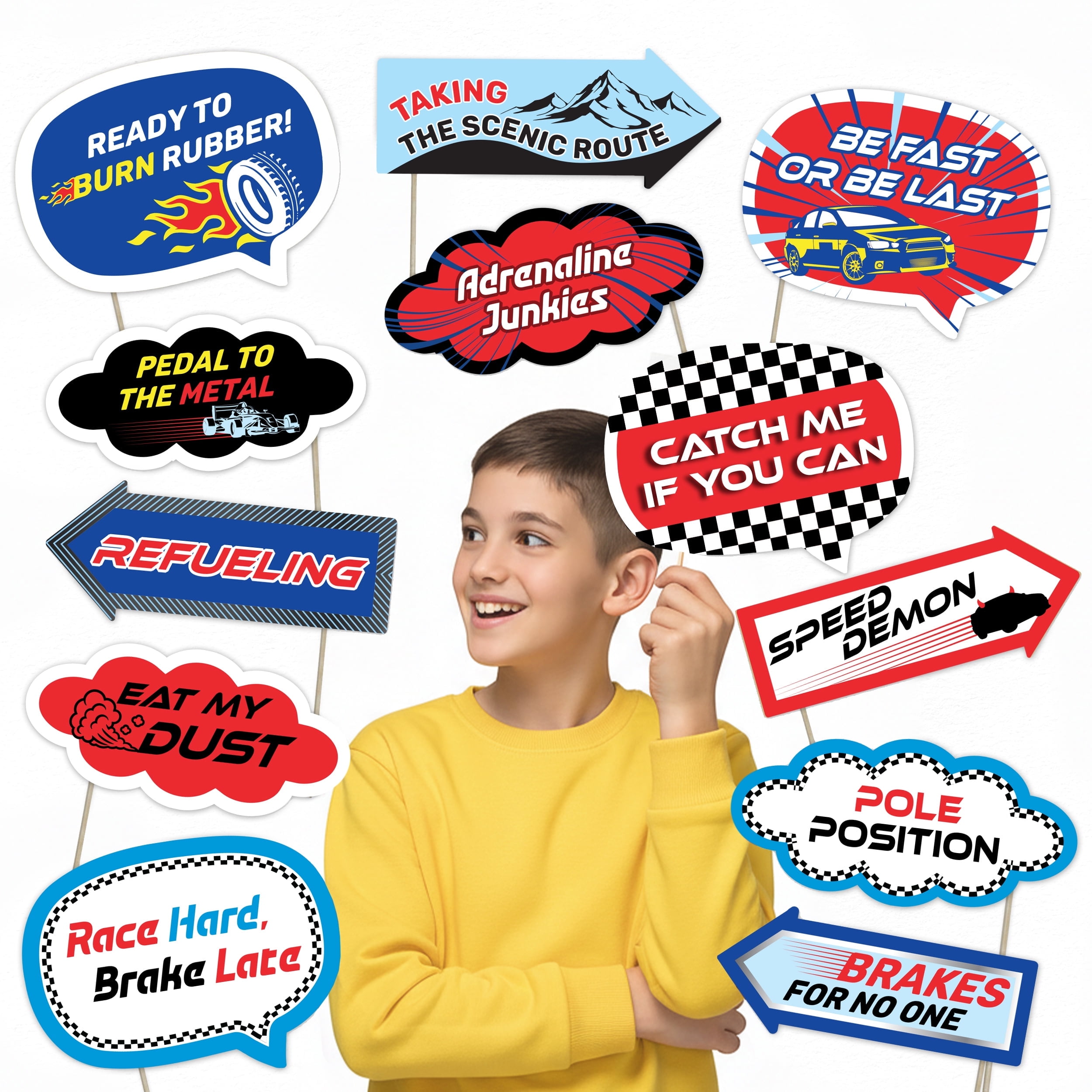 Race Car Party Photo Booth Props Set – Racing-Themed Decorations for ...