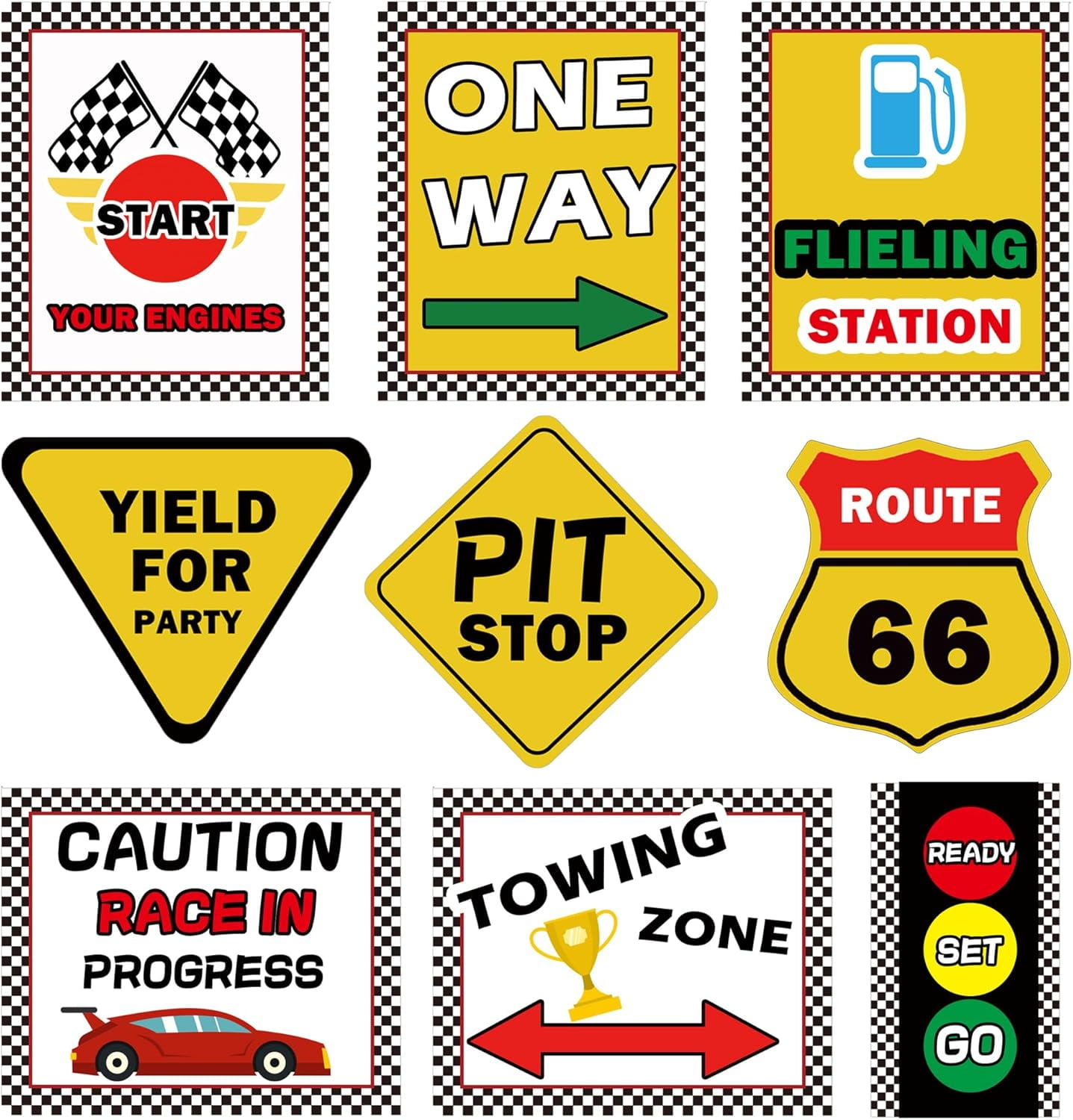 Race Car Race Car Signs Party Decorations Card 18 Pcs Racing Party ...