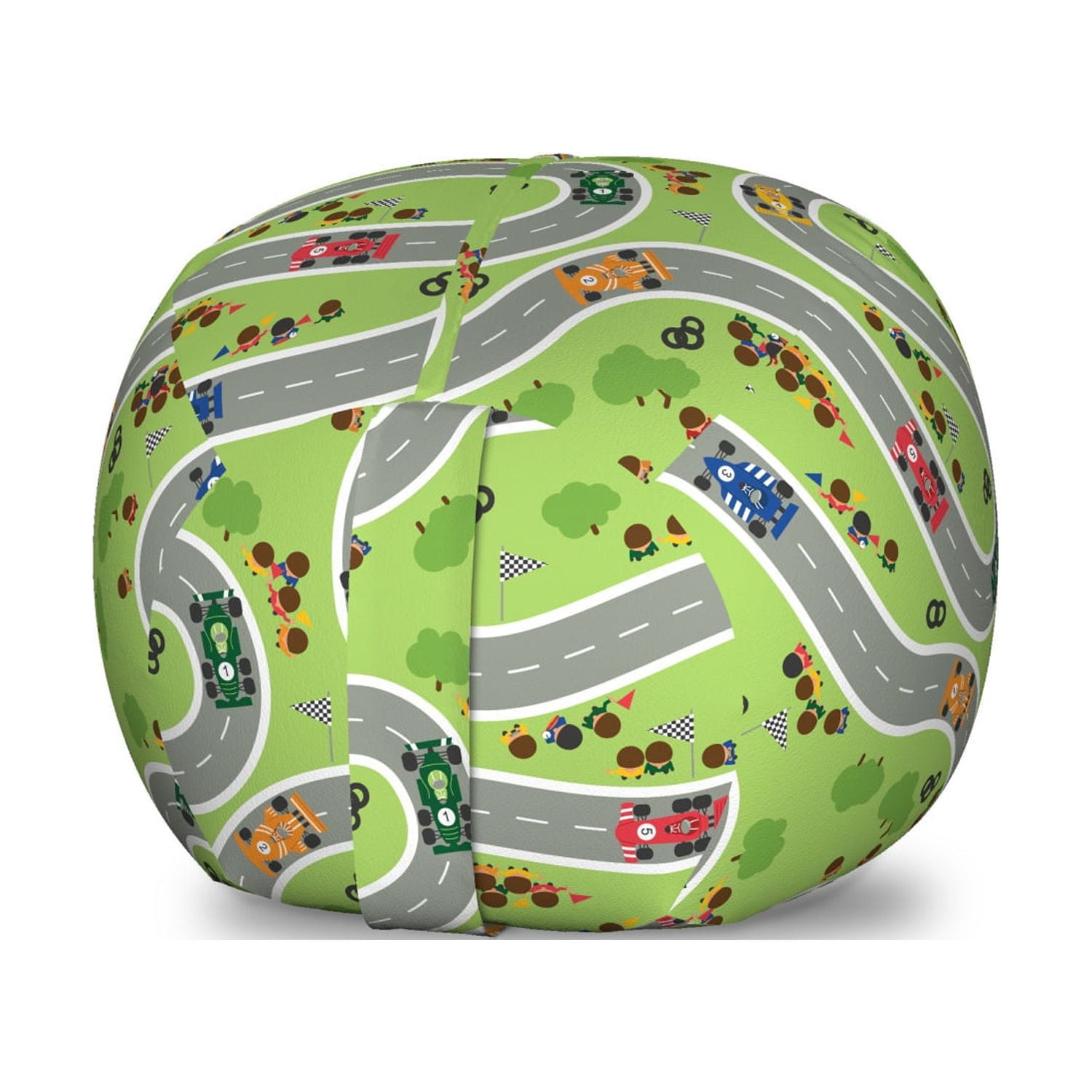 Race Car Storage Toy Bag Chair, Pattern of a Racing Map Road Overview ...