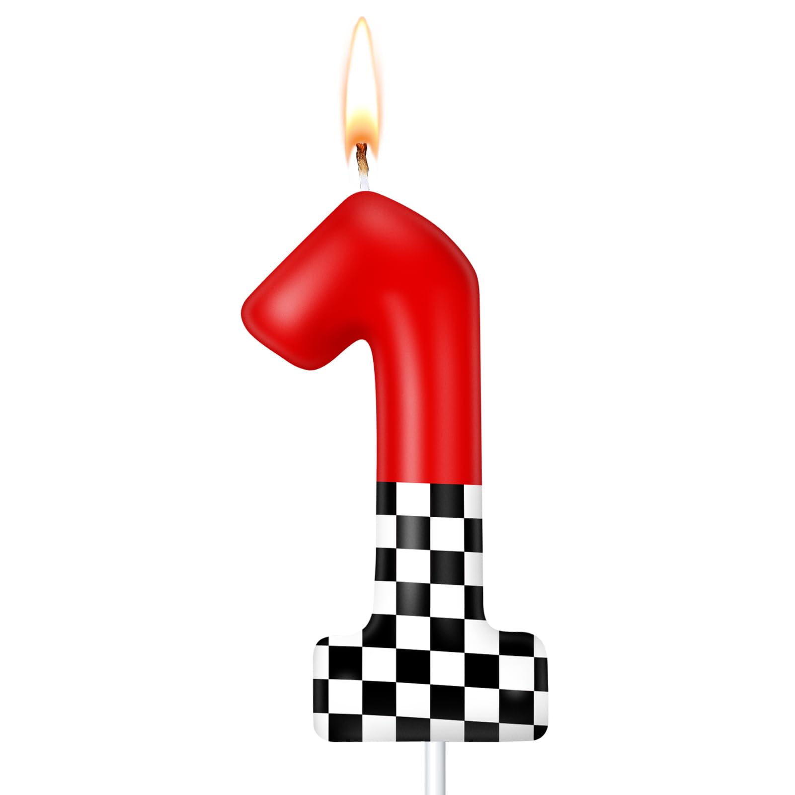 Race Car Themed Birthday Candle Number 1, Checkered Flag Design, Cake ...