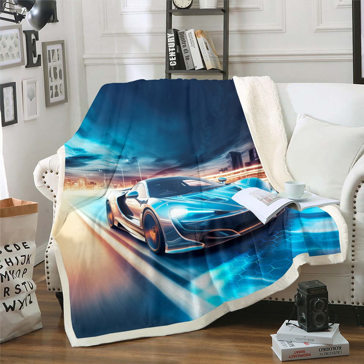Race Car Throw Blanket Sports Car Room Decor Teens Racing Gifts for ...
