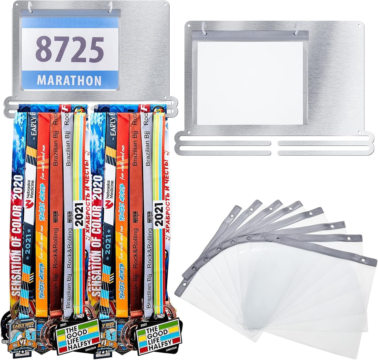 Race Medal and Bib Display Medal Hanger Running Bib Holder Wall Mounted ...