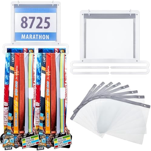 Race Medal and Bib Display Medal Hanger Running Bib Holder Wall Mounted ...
