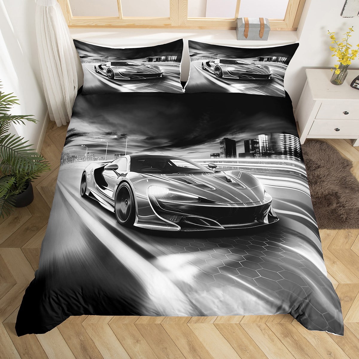 Race Sports Car Bed for Kids Boys Racing Car Comforter Cover Extreme ...