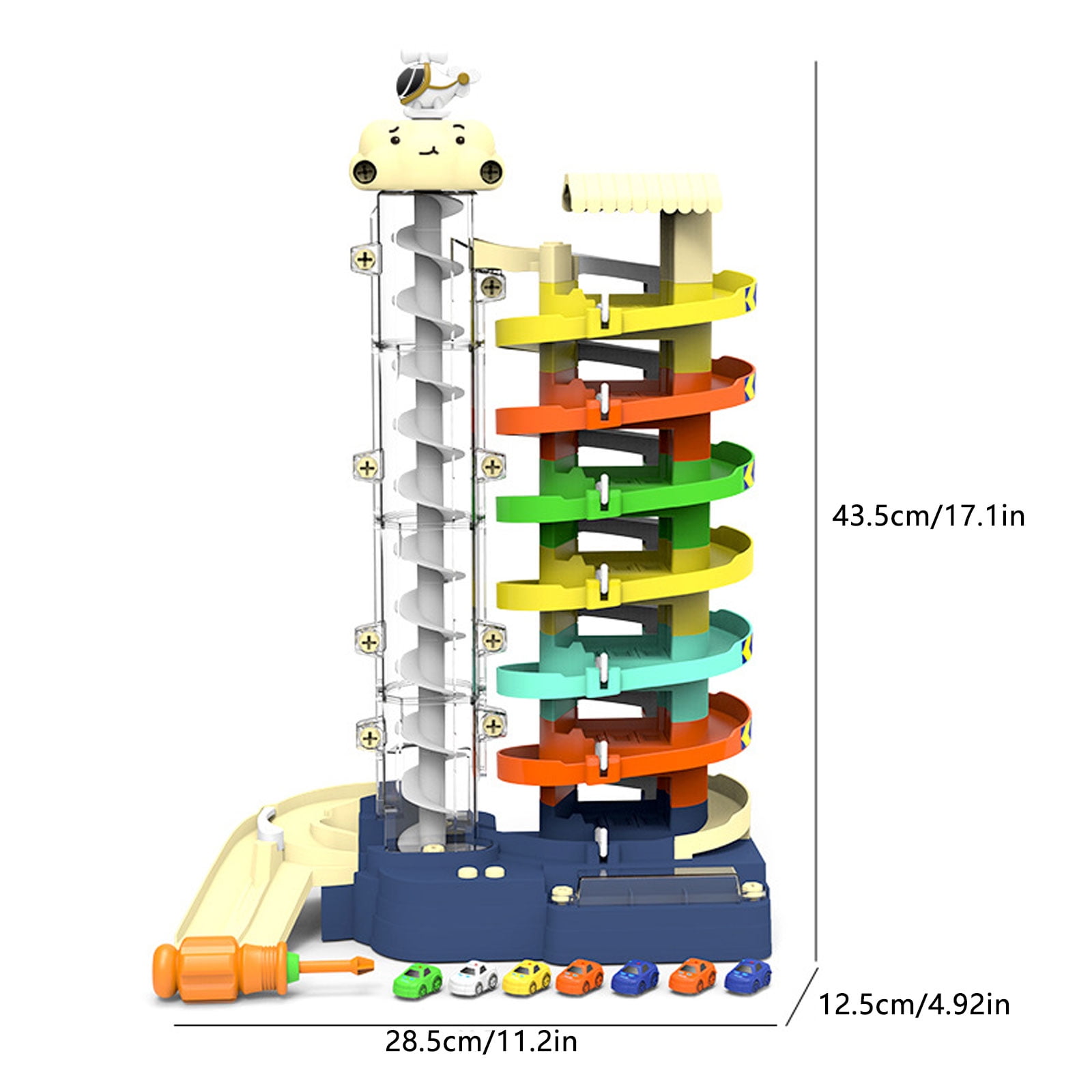 Race Track for Boys Age 4-7, Seven-Story Car Ramp Toy Set with Elevator ...