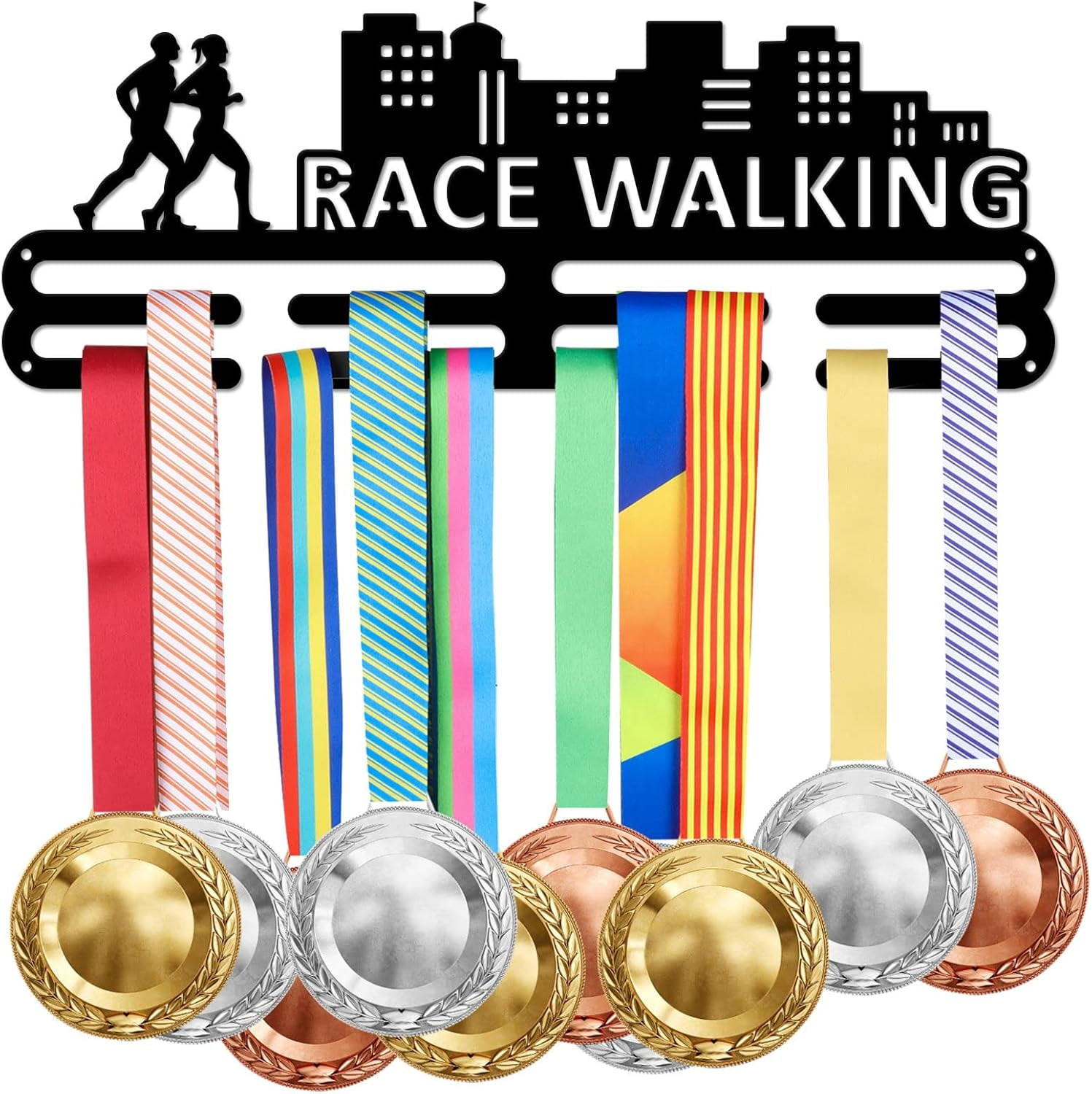 Race Walking Medal Hanger Display Man Women Walking Sports Medal ...