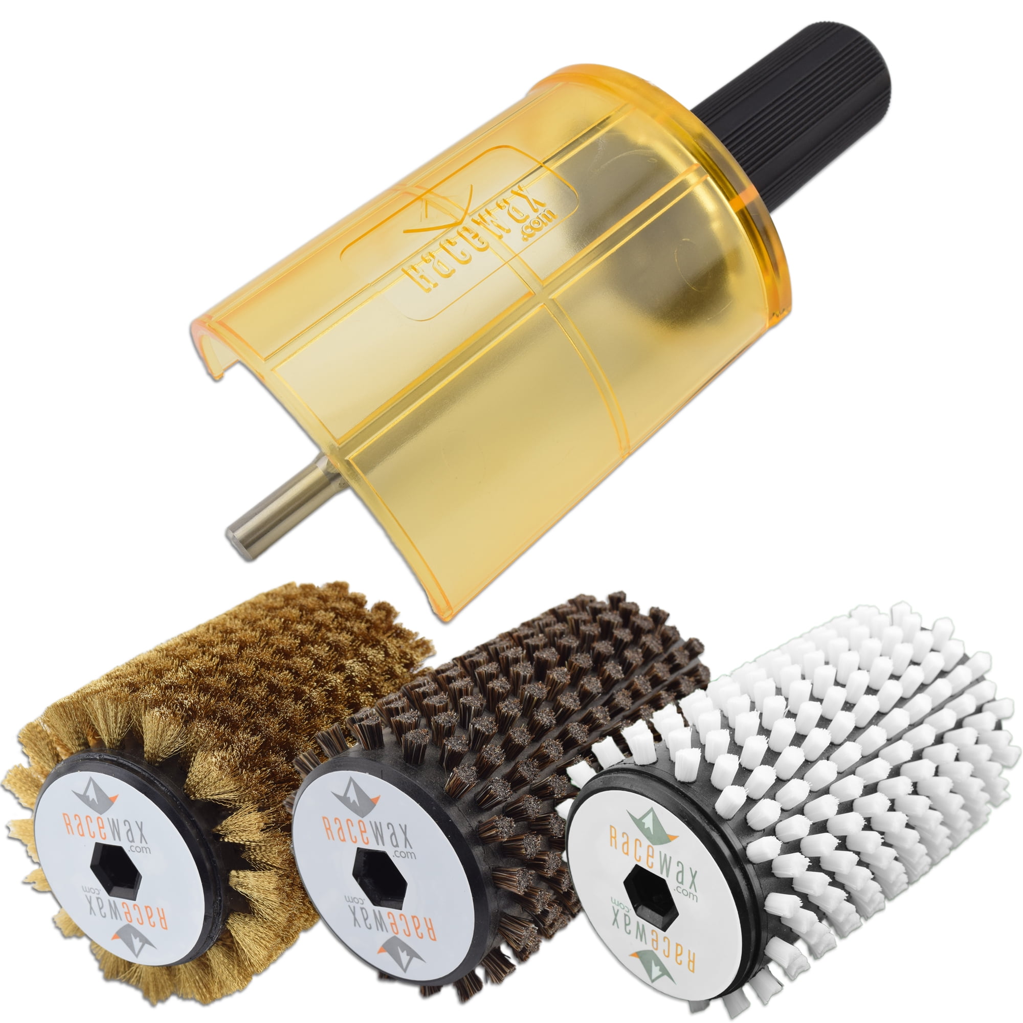 RaceWax Ski Rotobrush Kit SnapOut Quick-Change Axle Plus All 3 Brushes ...