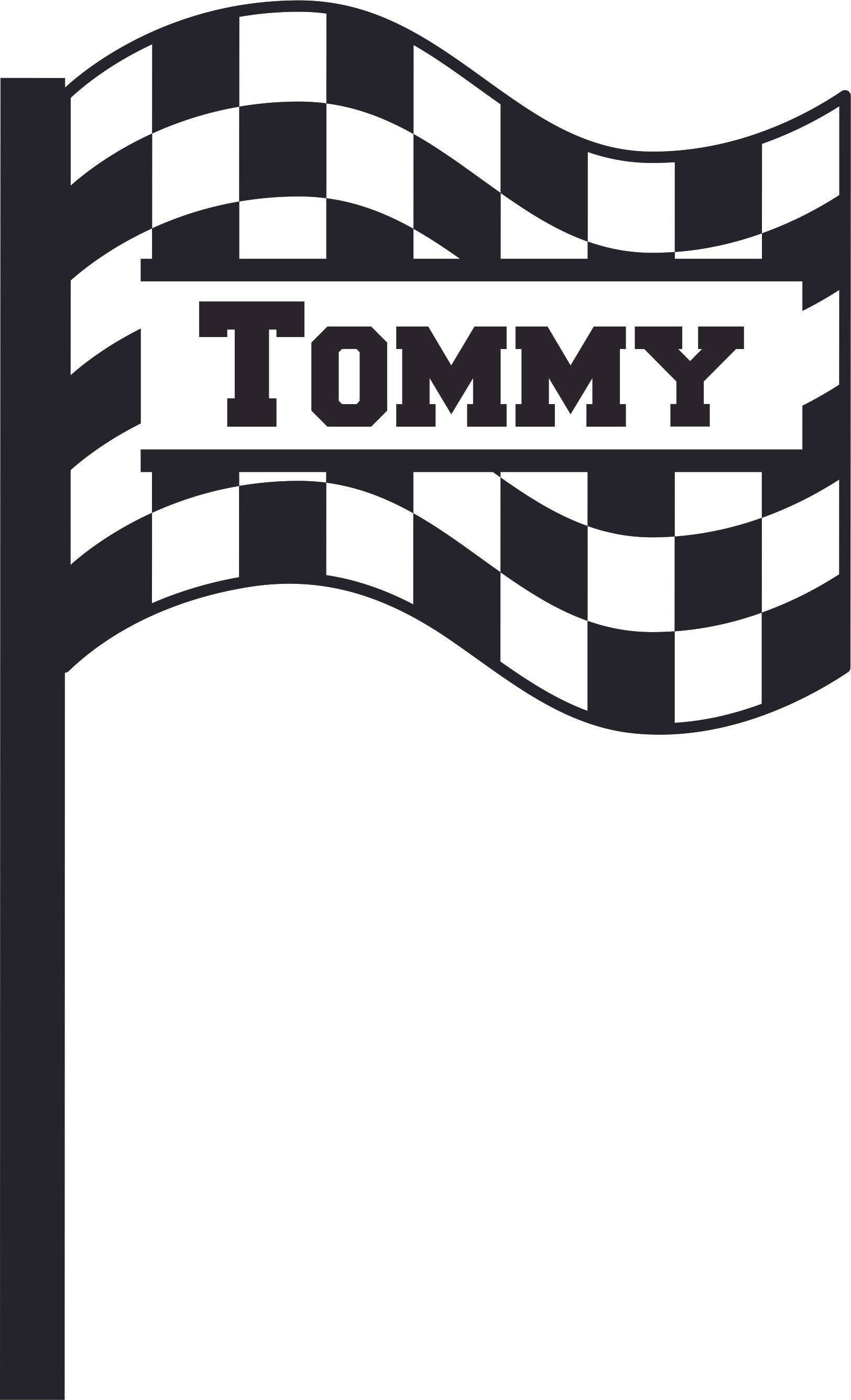 Racecar Racing Car Flag Cartoon Character Personalized Wall Decal ...