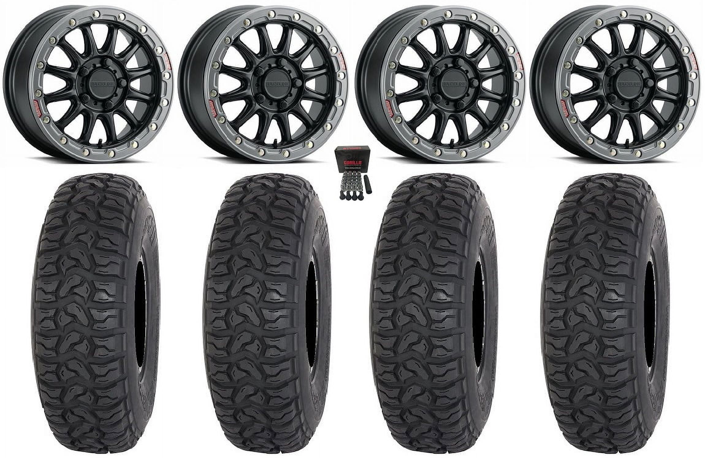 Raceline Alpha 15" Wheels Bk +25mm 32" Chicane LT Tires Polaris RZR ...