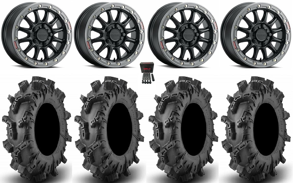 Raceline Alpha 15" Wheels Bk +25mm 32" TerminatorMax Tires Polaris RZR ...
