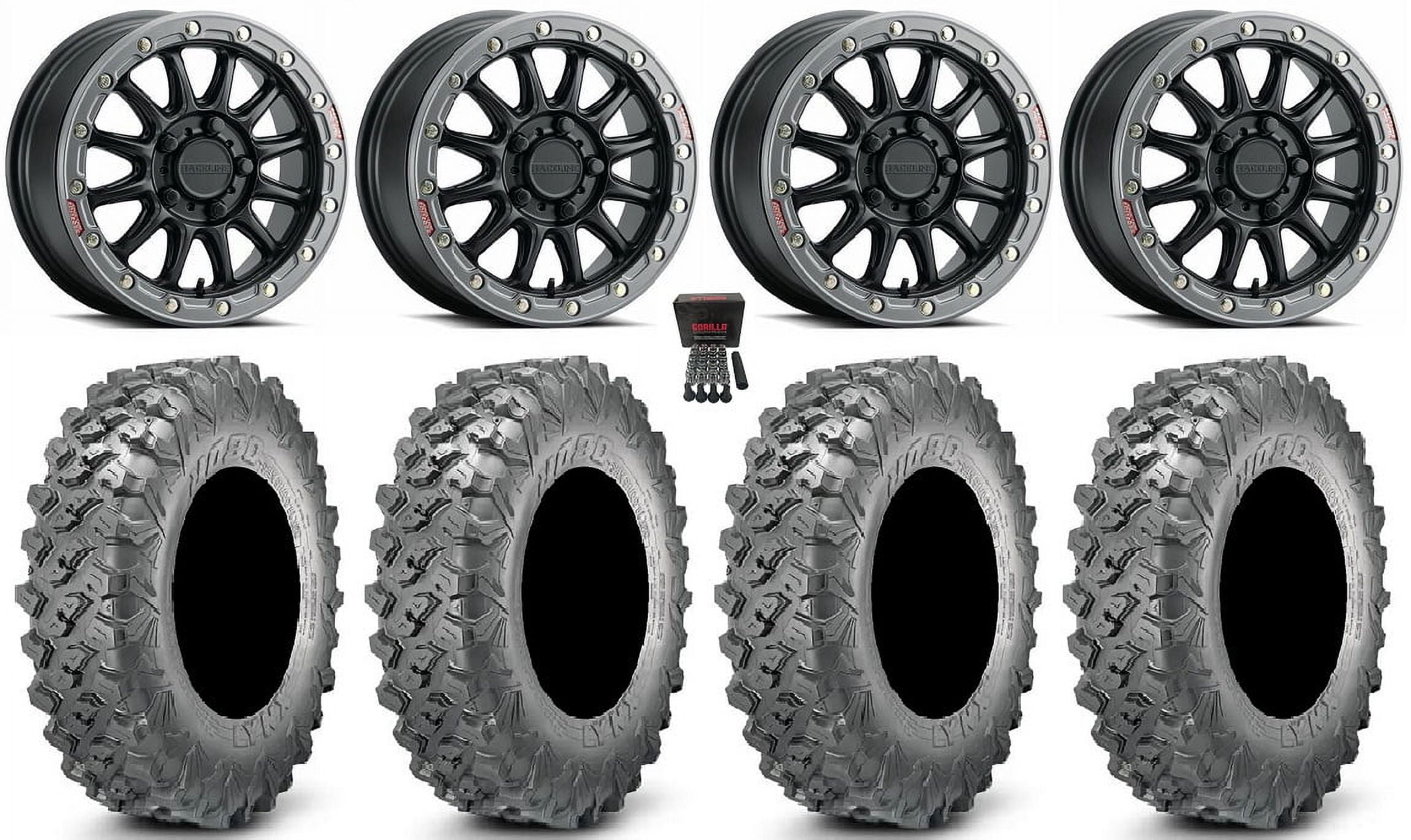 Raceline Alpha 15" Wheels Bk +25mm 35" Lynx SXS Tires Polaris RZR Turbo ...
