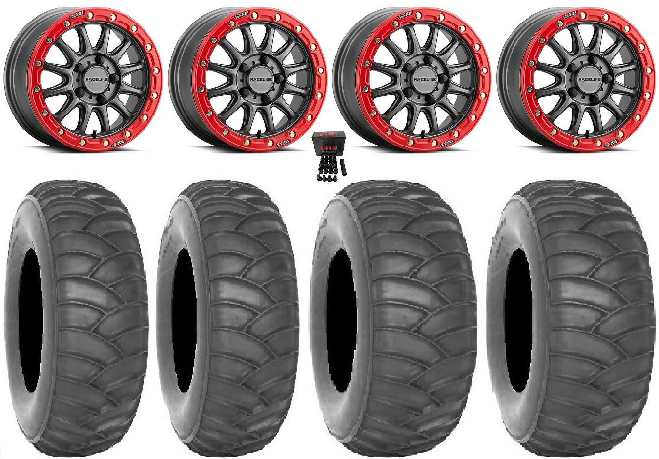 Raceline Alpha 15" Wheels Gm +25mm 32" SS360 Tires Polaris RZR Turbo R ...