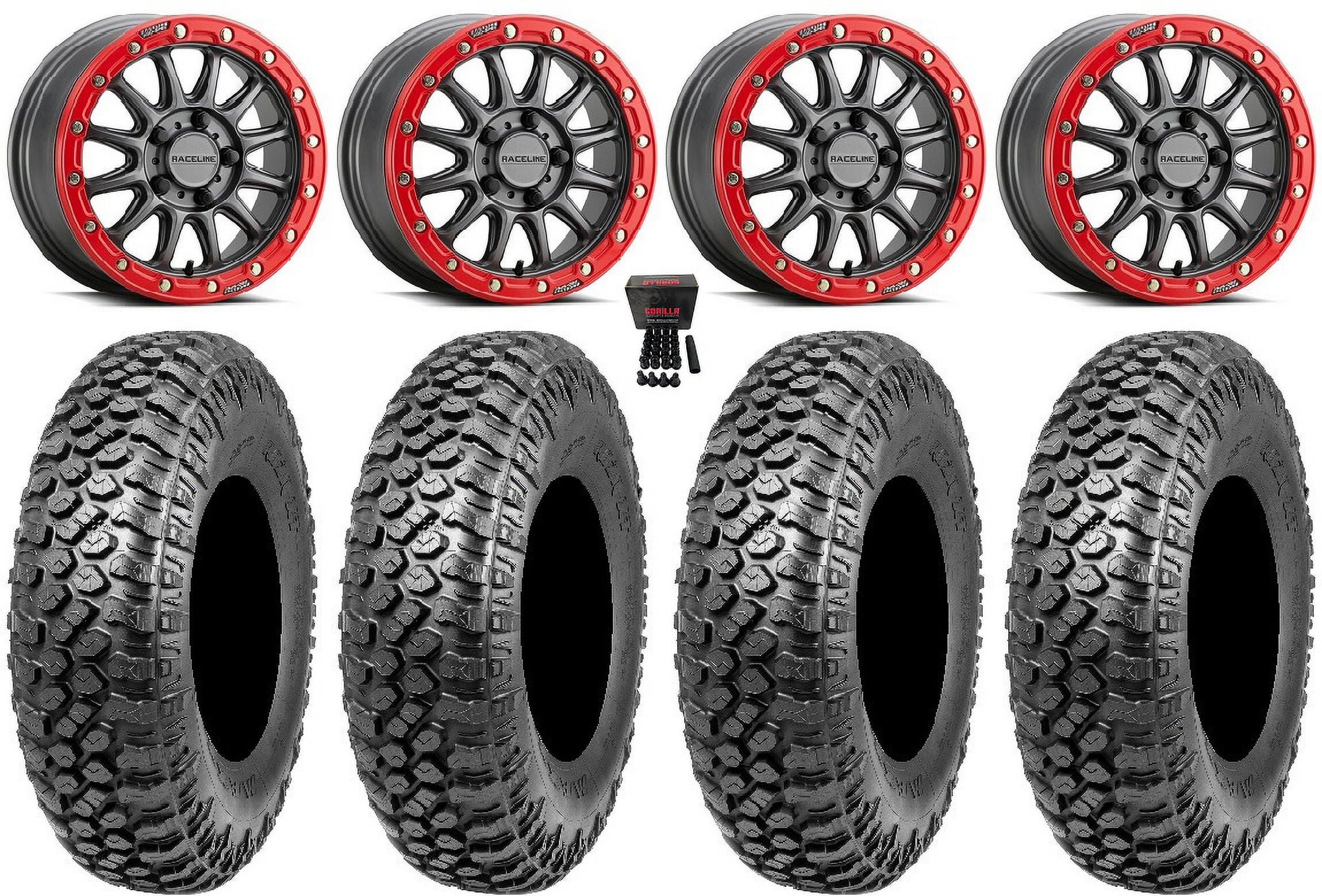 Raceline Alpha 15" Wheels Gm +53mm 32" RAZR XT Tires Polaris RZR Turbo ...