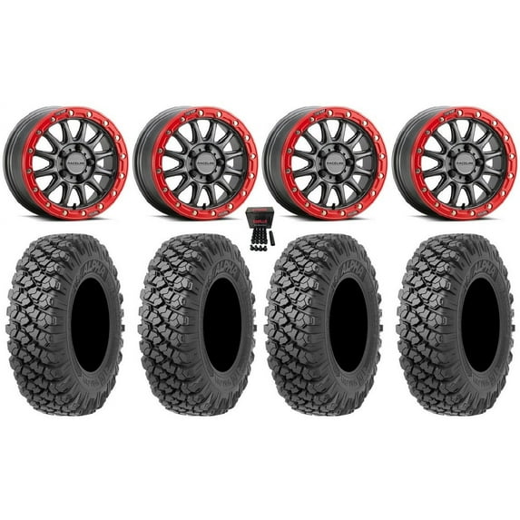 Raceline Alpha 15" Wheels Gm +53mm 35" Alpha Tires Polaris RZR Turbo R ...