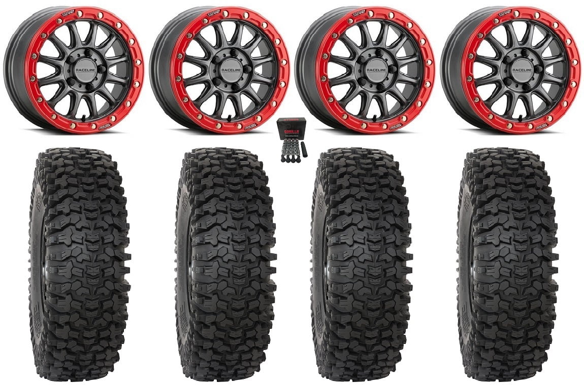 Raceline Alpha 15" Wheels Gm +53mm 35" RC500S Sticky Tires Polaris RZR ...