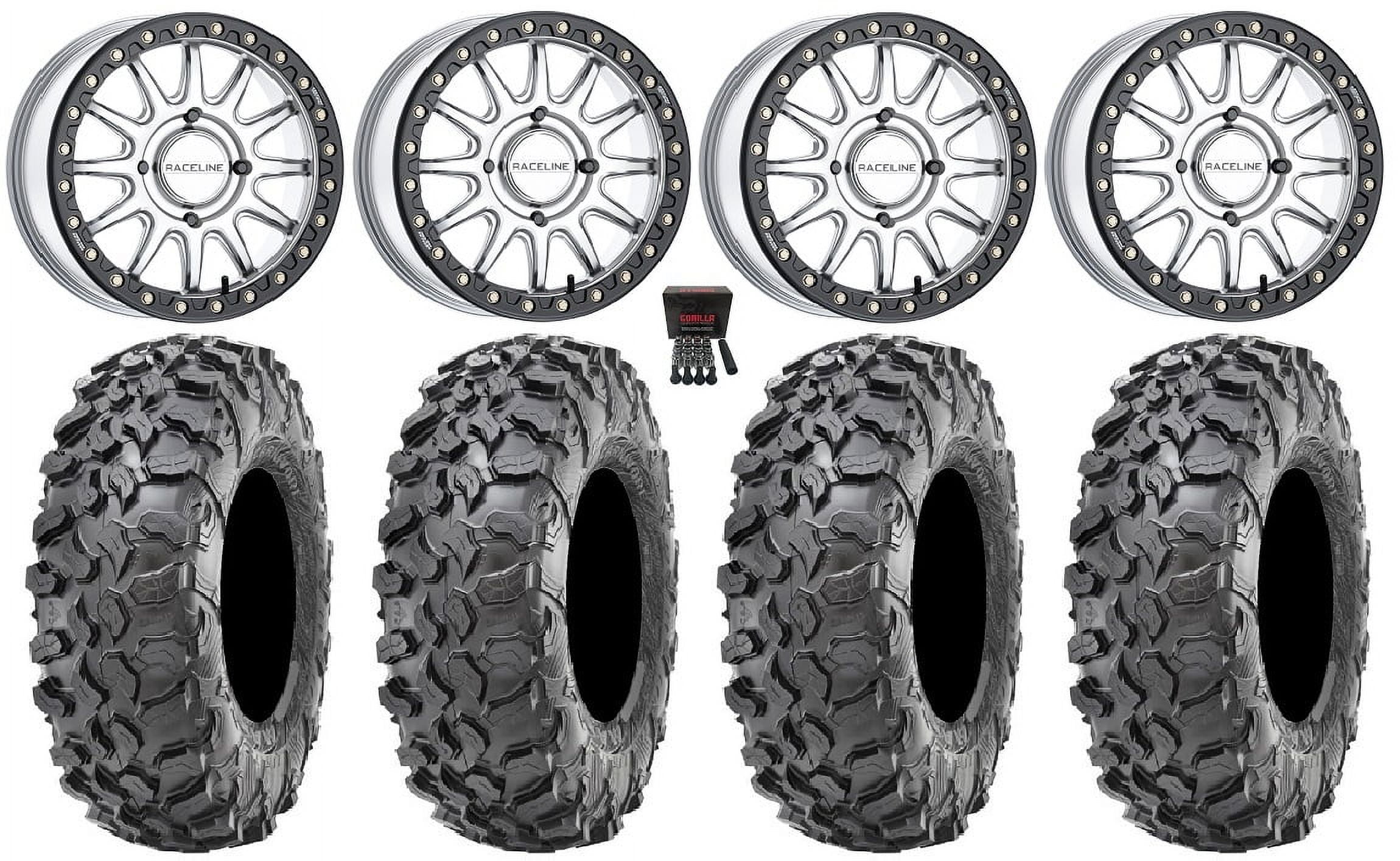 Raceline Alpha Bdlk 17" Wheels Si +25mm 35" Carnivore Tires Can-Am ...