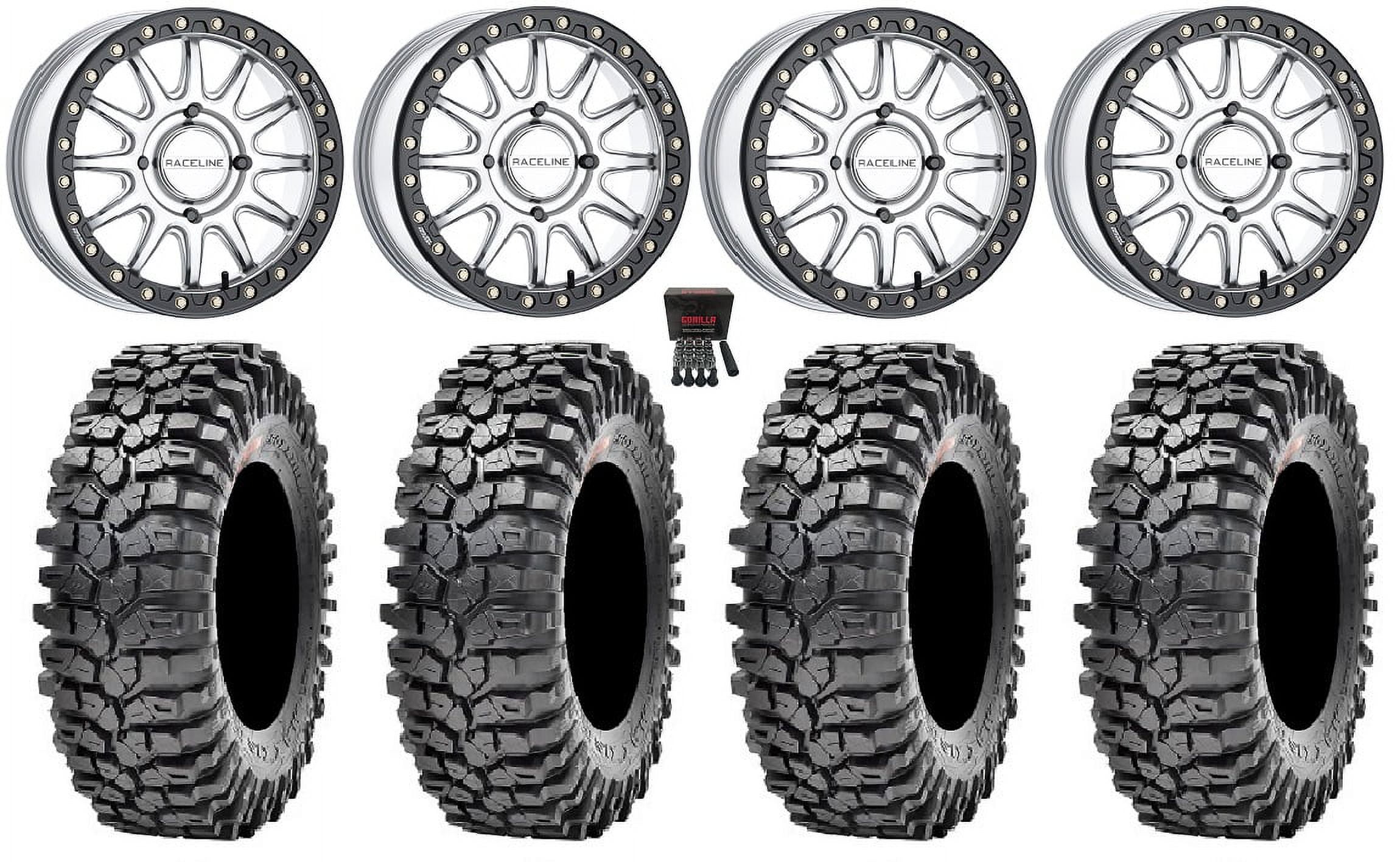 Raceline Alpha Bdlk 17" Wheels Si +40mm 37" Roxxzilla Tires Can-Am ...