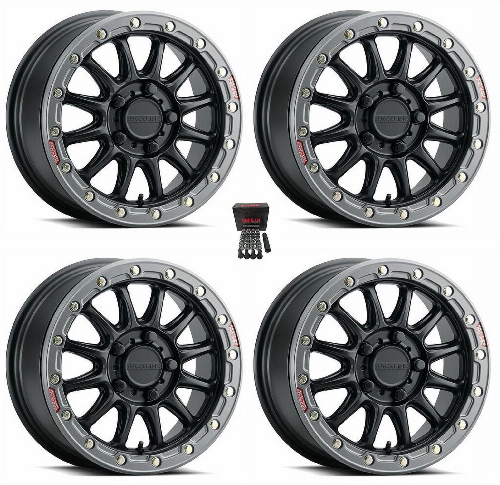Raceline Alpha Beadlock 15" Wheels Black +25mm Polaris RZR Turbo R ...