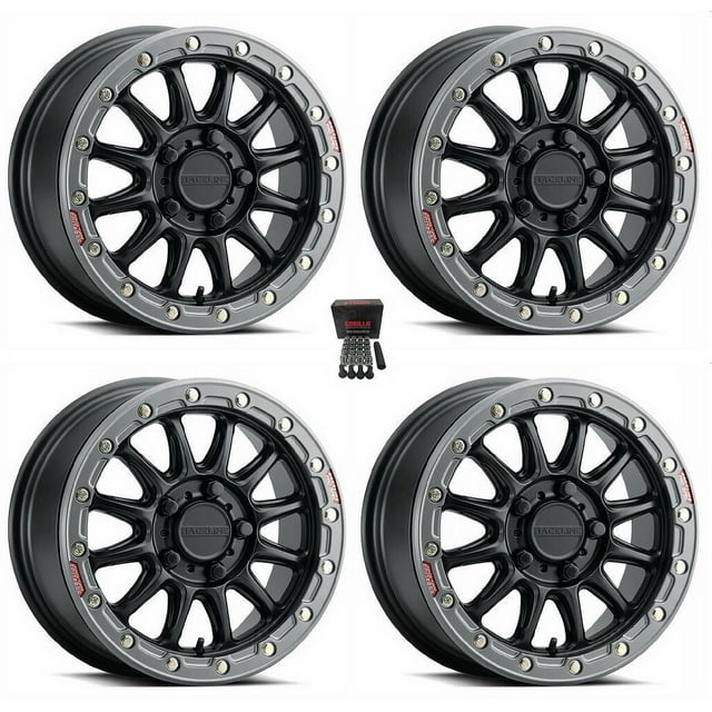 Raceline Alpha Beadlock 15" Wheels Black +25mm Polaris RZR Turbo R ...