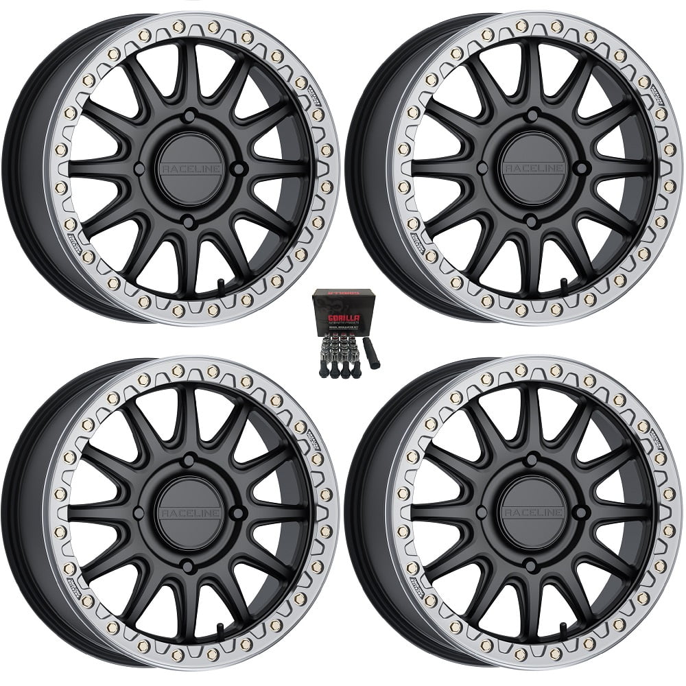 Raceline Alpha Beadlock 17" Wheels Gunmetal (+40mm) Polaris RZR 1000 XP ...