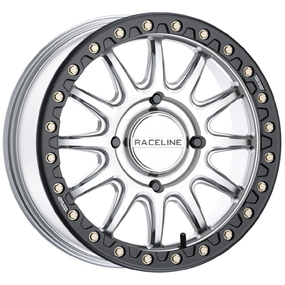 Raceline Alpha Beadlock 17x7 UTV Wheel -Silver/BK (4/137) +25mm [A14SB ...
