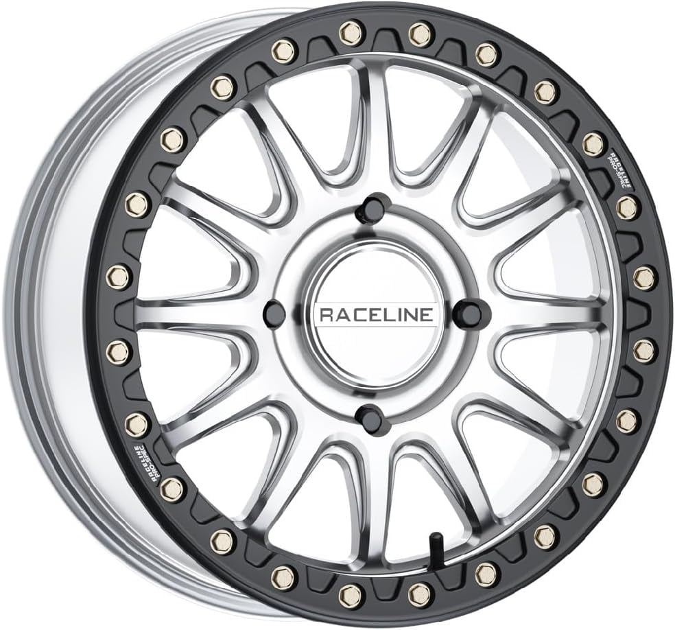 Raceline Alpha Beadlock 17x7 UTV Wheel -Silver/BK (4/137) +25mm [A14SB ...