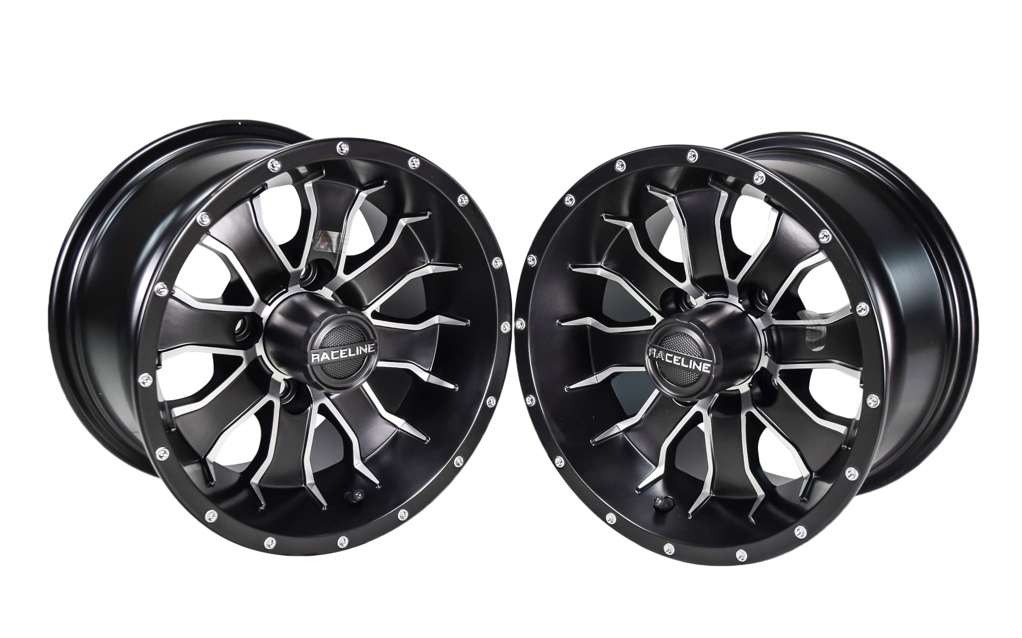 Raceline G77 Mamba 12x7 4/101.6 +5 Satin Black Golf Cart Wheel 12x7 ...