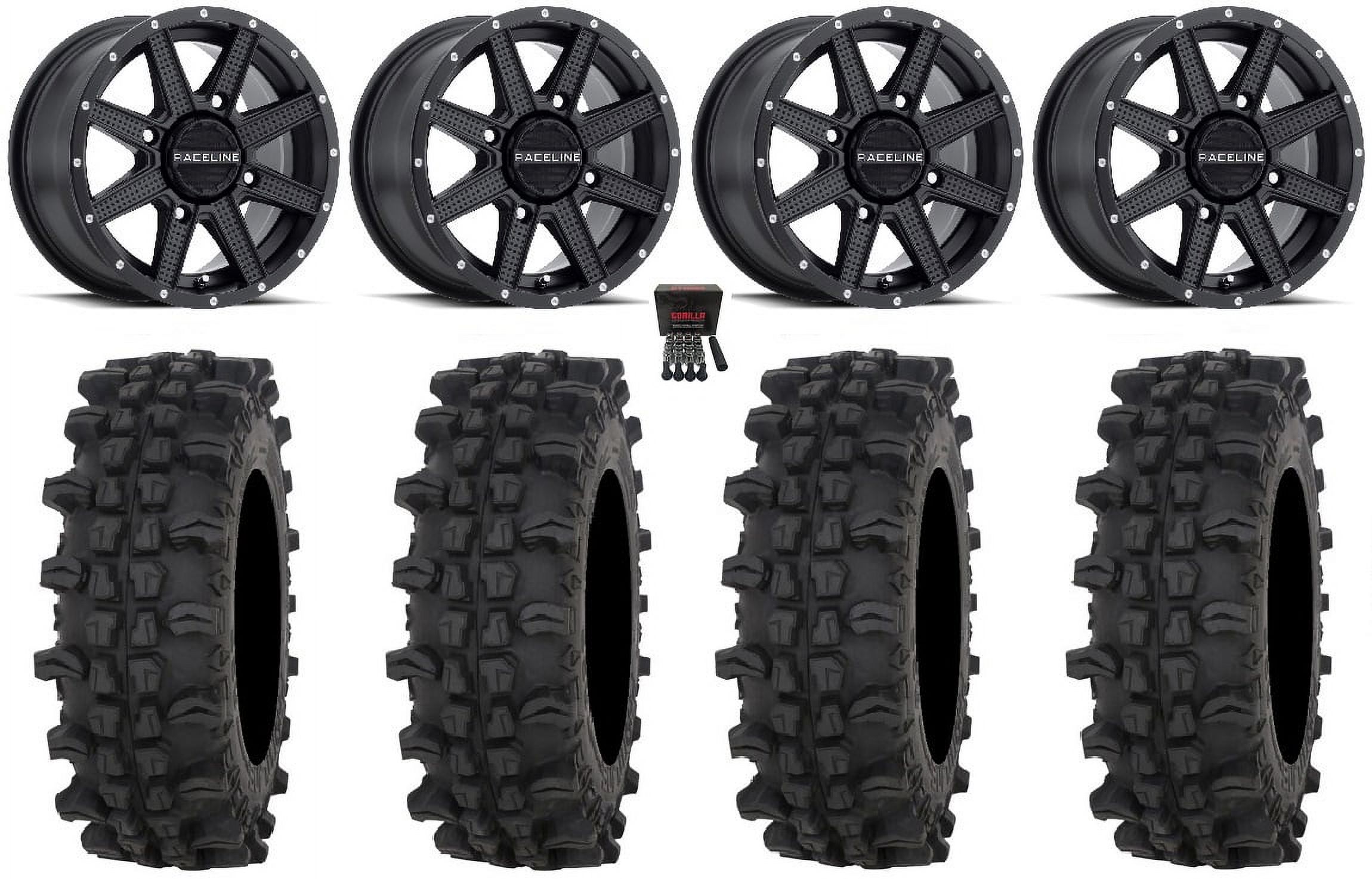Raceline Hostage 14" Black Wheels 27" ACP Tires Polaris RZR XP 1000 ...