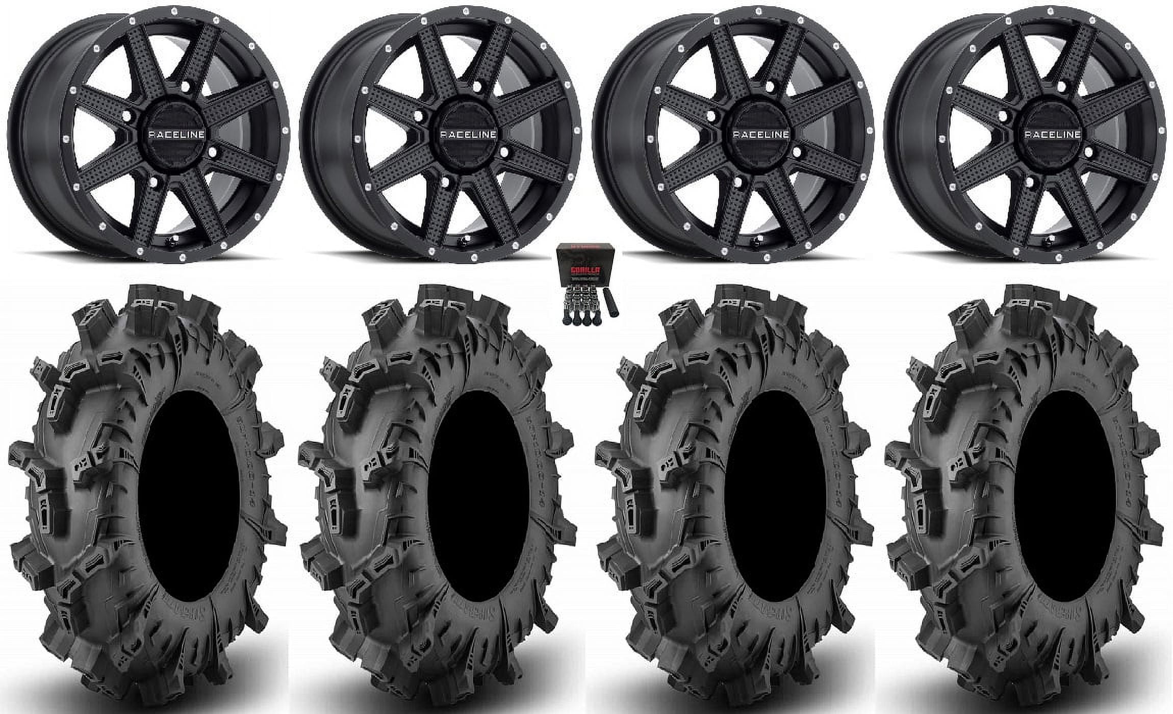 Raceline Hostage 14" Wheels Black 30" Terminator Max Tires Can-Am ...