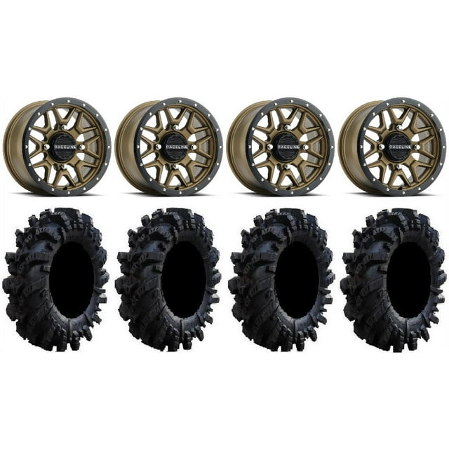 Raceline Krank 14" Bronze Wheels 28" Intimidator Tires Can-Am Commander ...