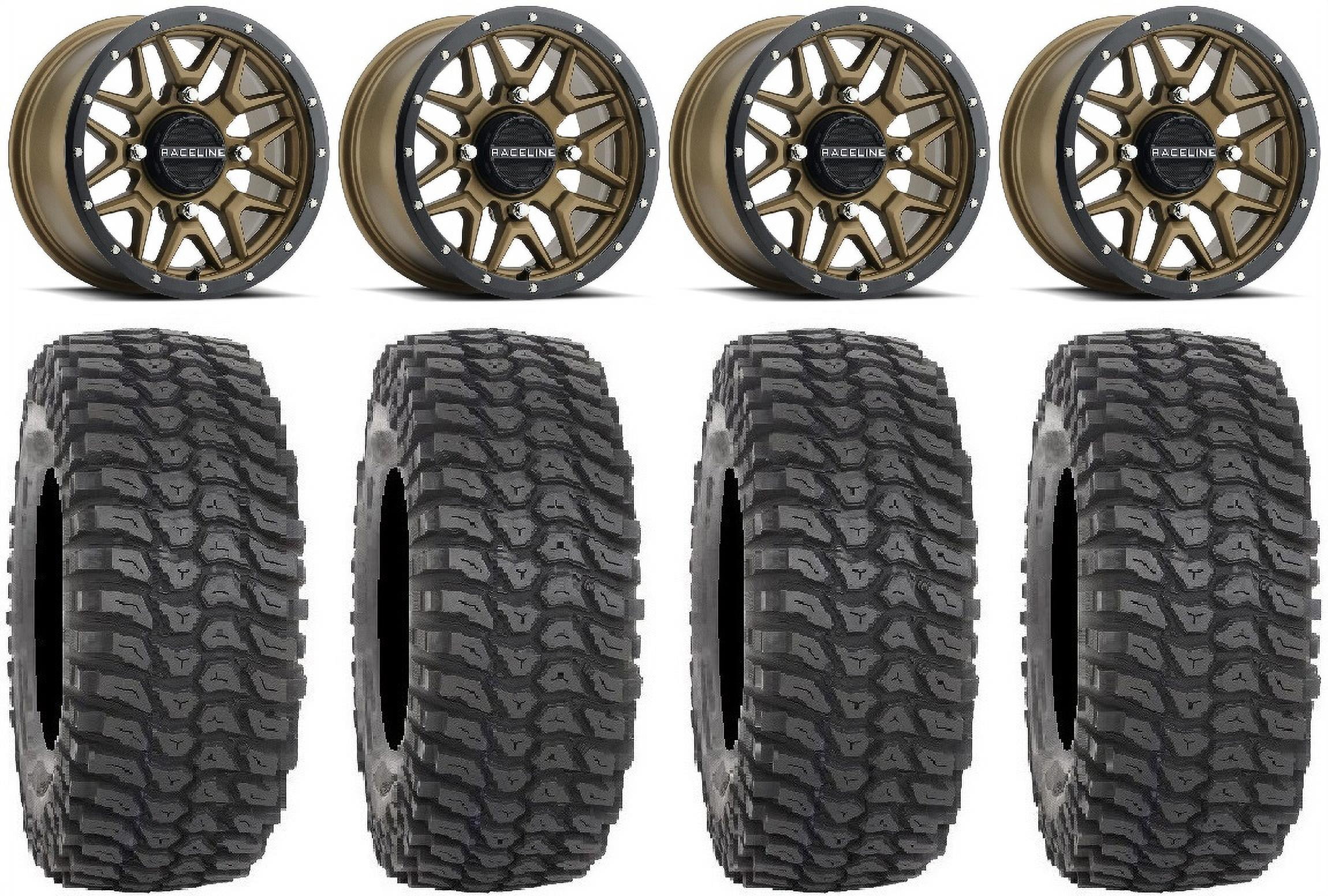 Raceline Krank 14" Bronze Wheels 28" XCR350 Tires Can-Am Commander ...