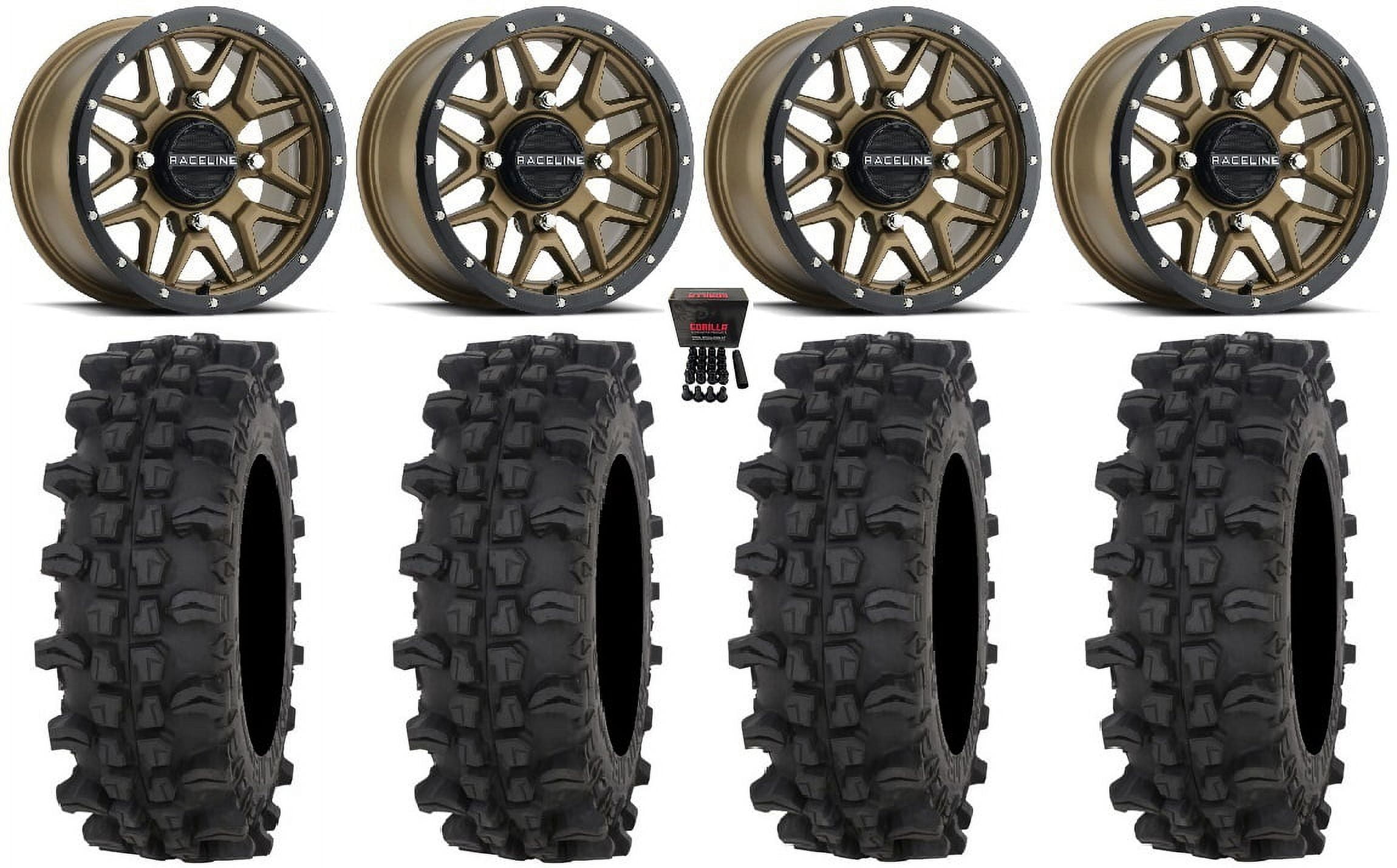 Raceline Krank 14" Wheels Bronze 27" ACP Tires Sportsman RZR Ranger ...