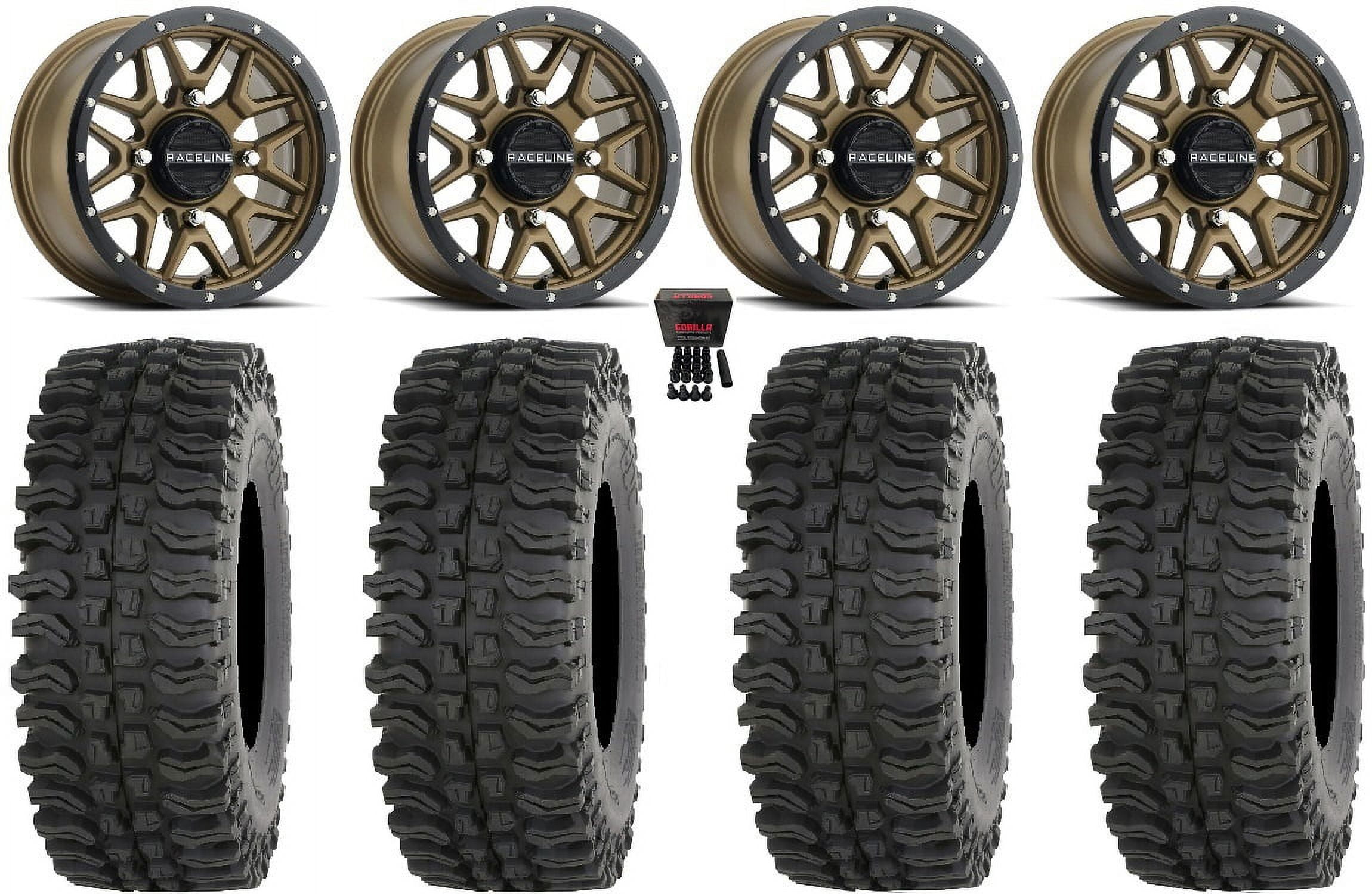 Raceline Krank 14" Wheels Bronze 27" BDC Tires Polaris RZR XP 1000 ...